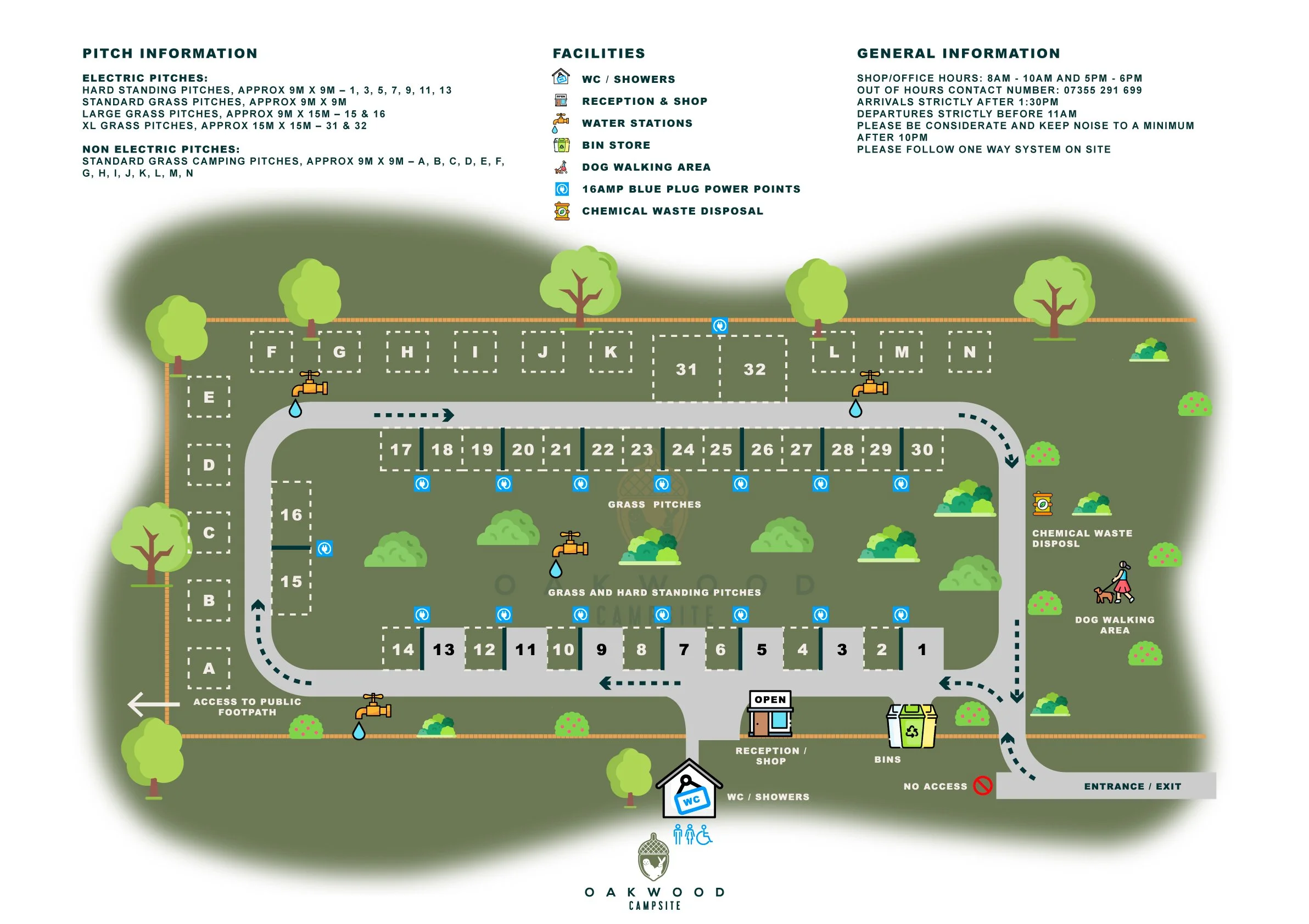 Site plan — Oakwood Campsite
