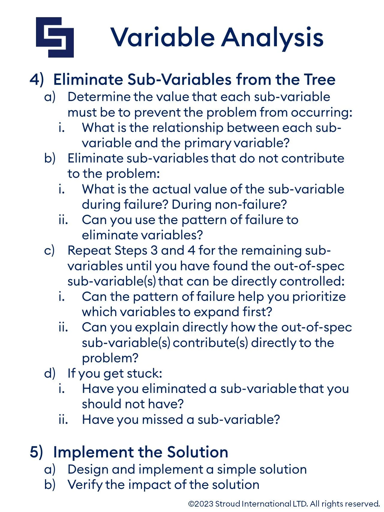 Variable Analysis Problem Solving Tool — Stroud International