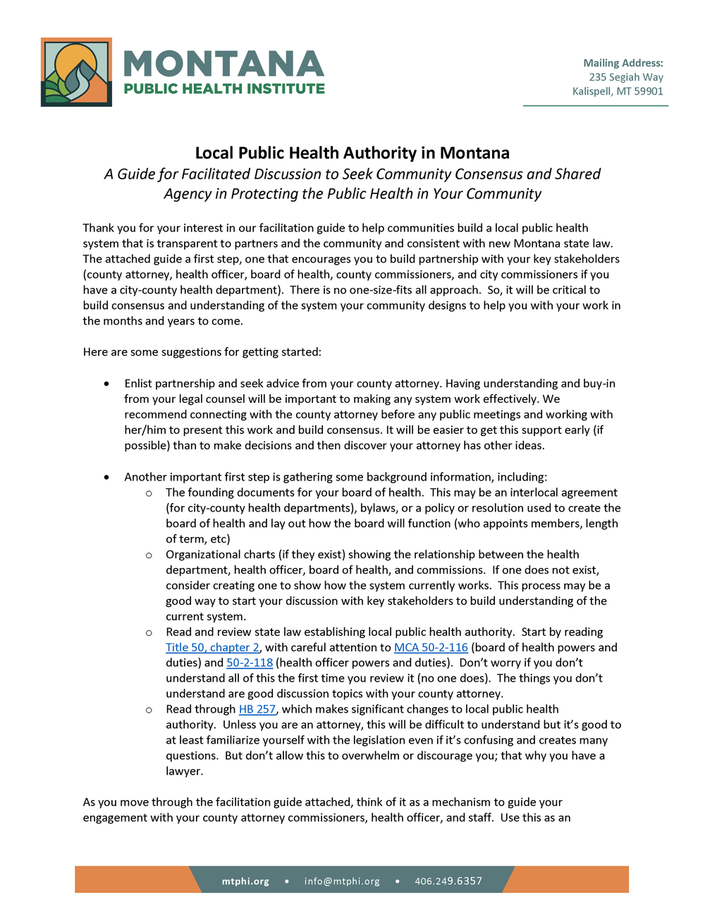Guide to Local Public Health Authority in Montana — Montana Public ...
