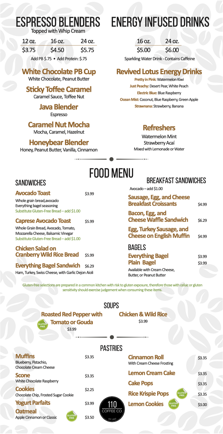 Menu — 110 COFFEE CO.