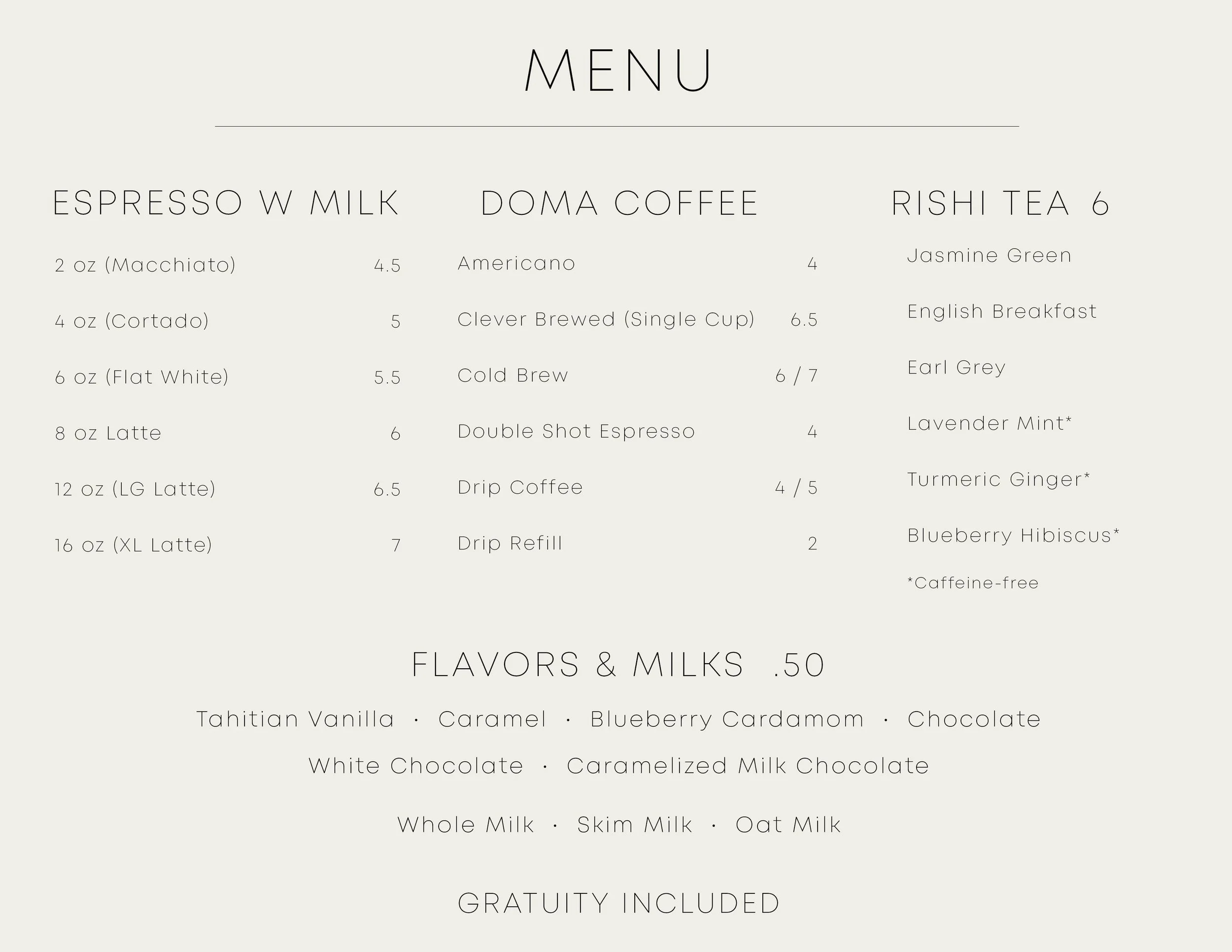 Passionfruit — Passionfruit Coffee Menu