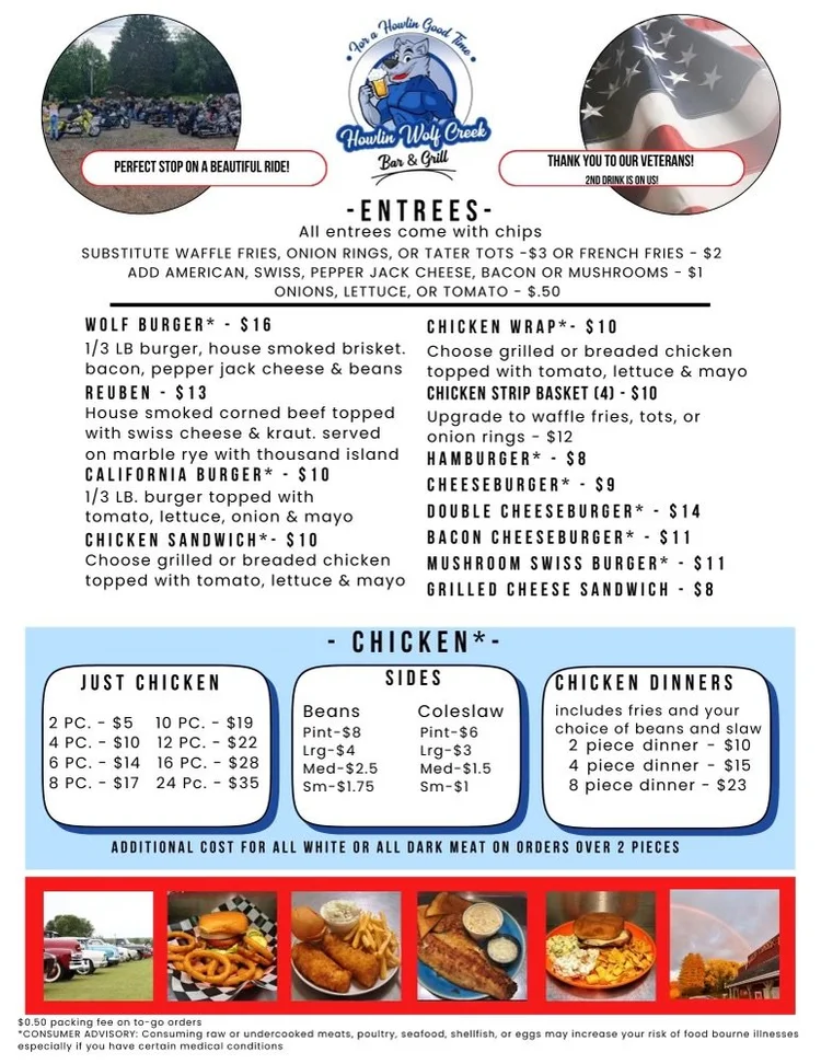 Menu — Howlin Wolf Creek Bar & Grill