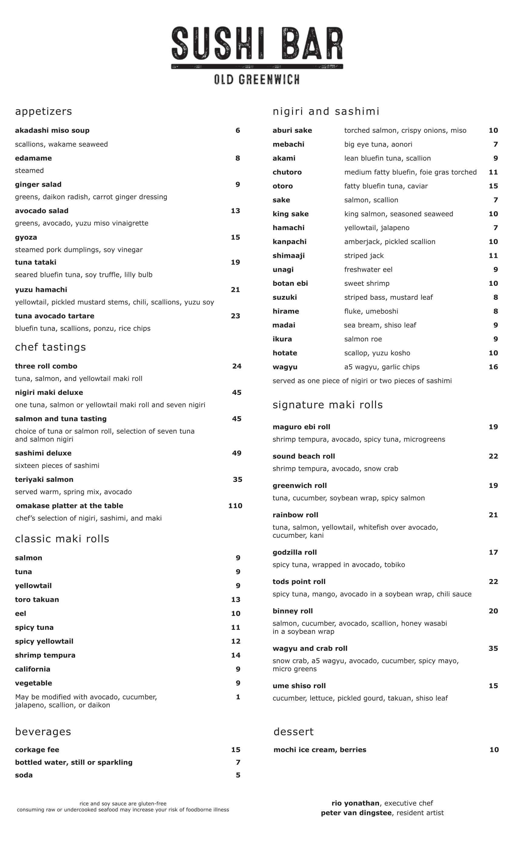 Menu — Sushi Bar