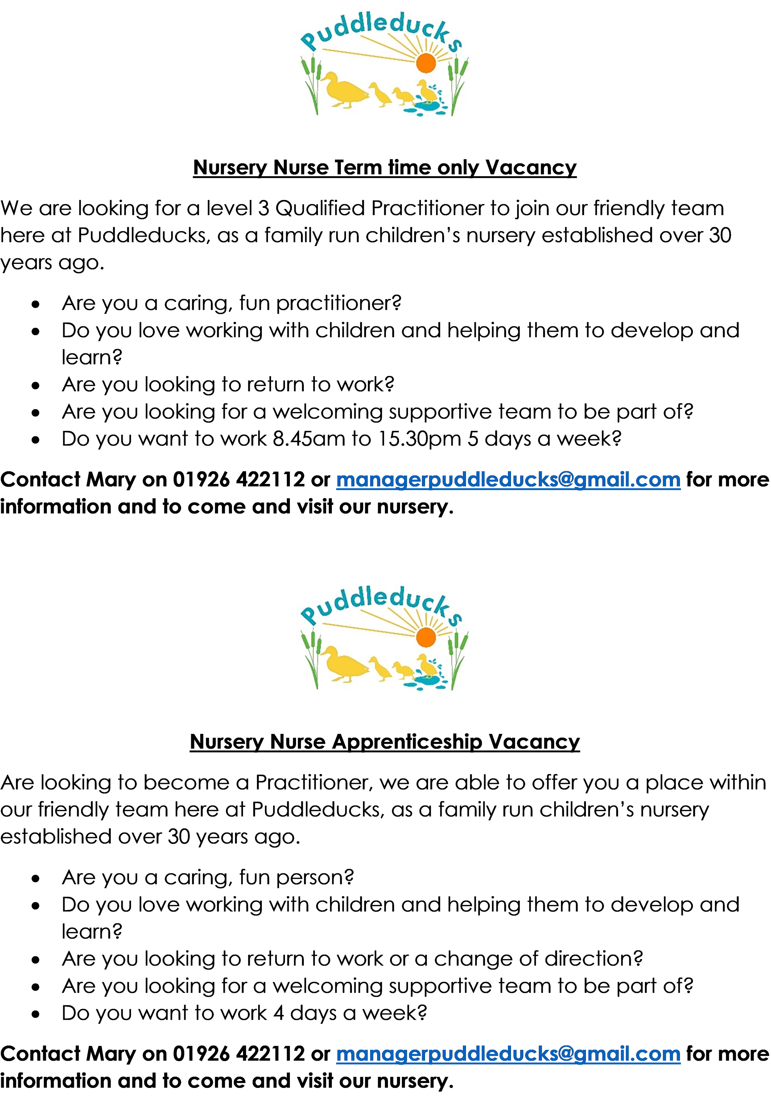 Our Careers — Puddleducks and POSH Ltd