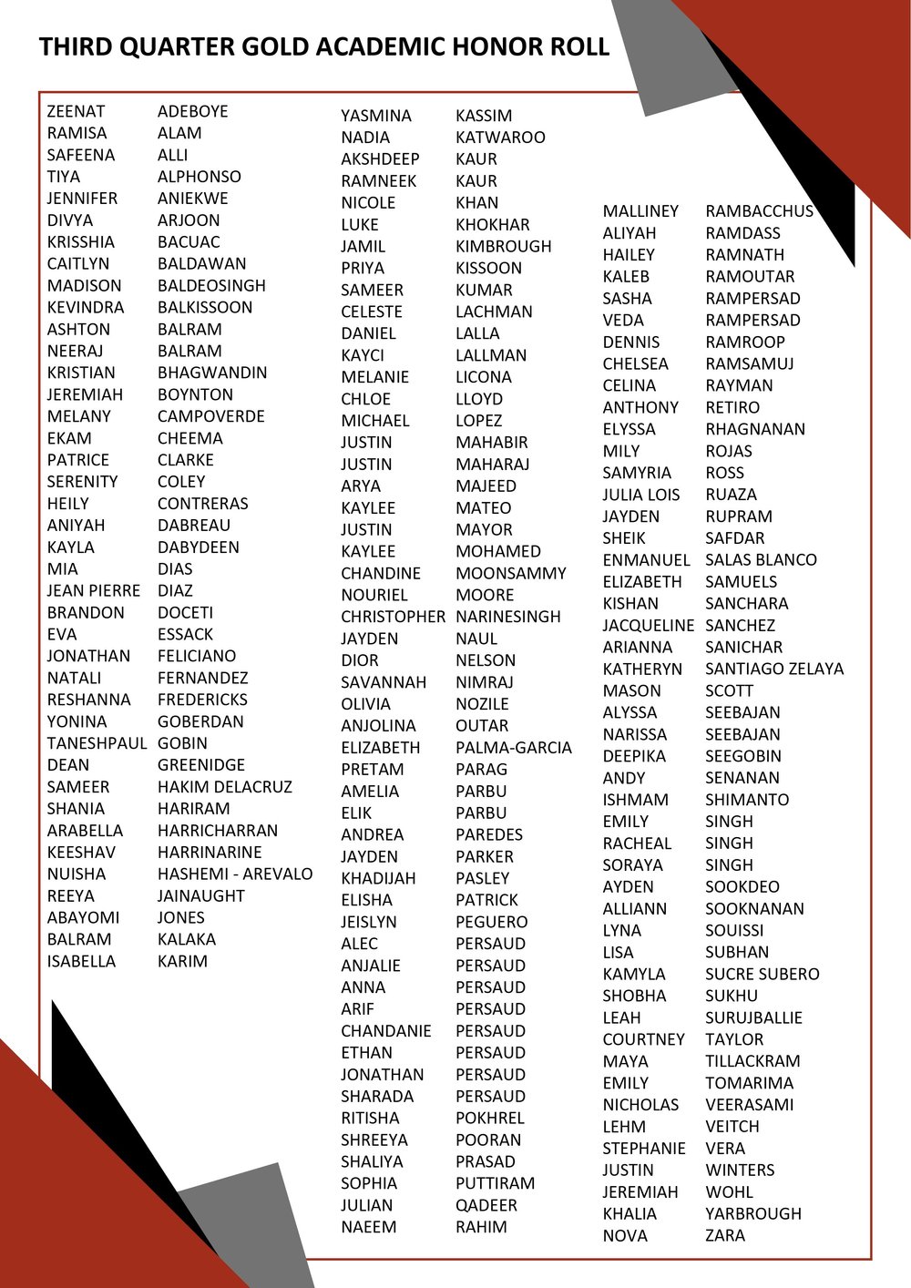 HCMS Academic and Behavior Honor Roll — Hawtree Creek