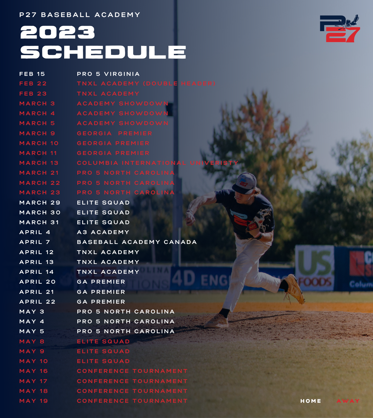Schedule — p27 baseball academy