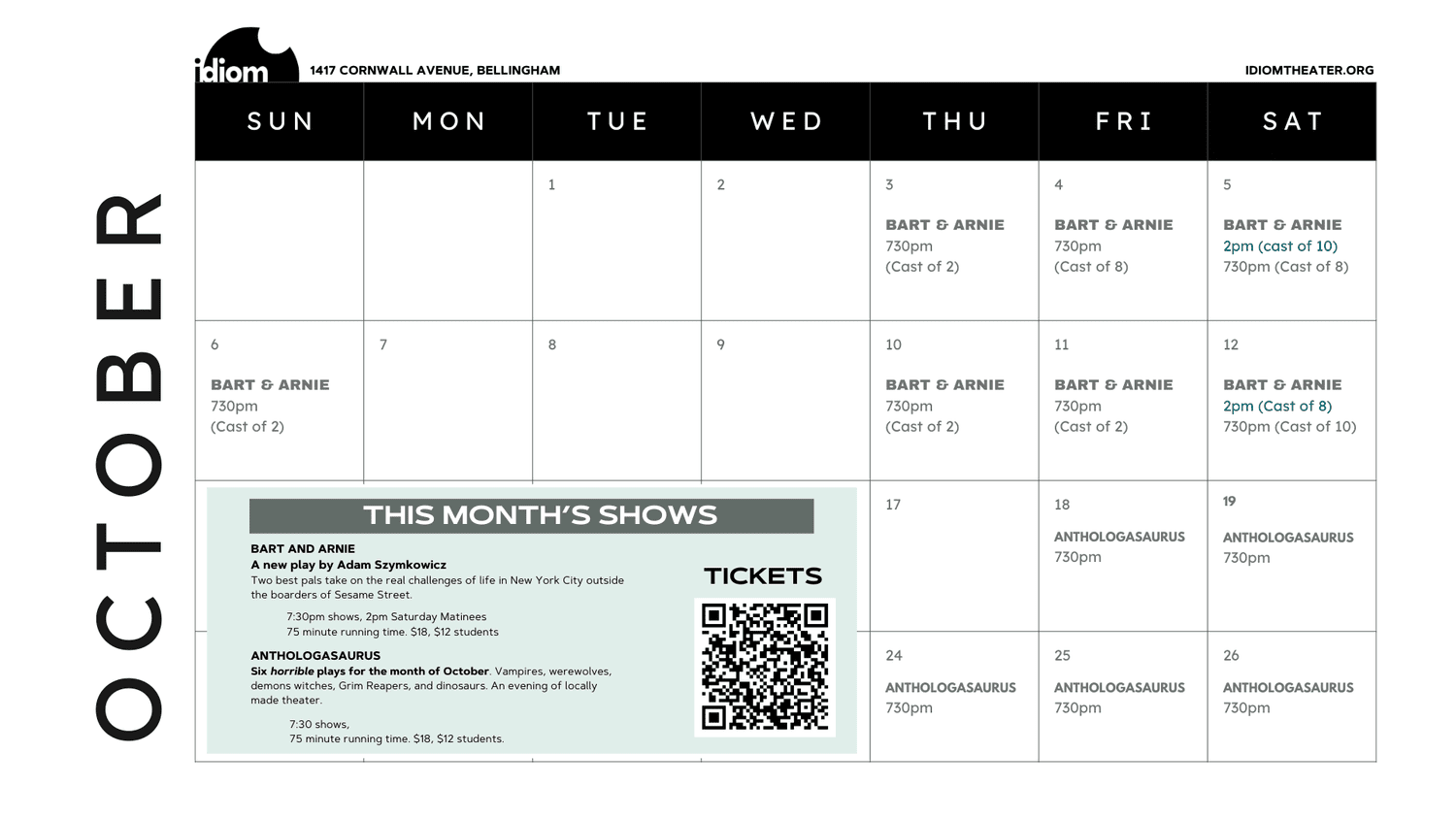 CALENDAR — iDiOM Theater