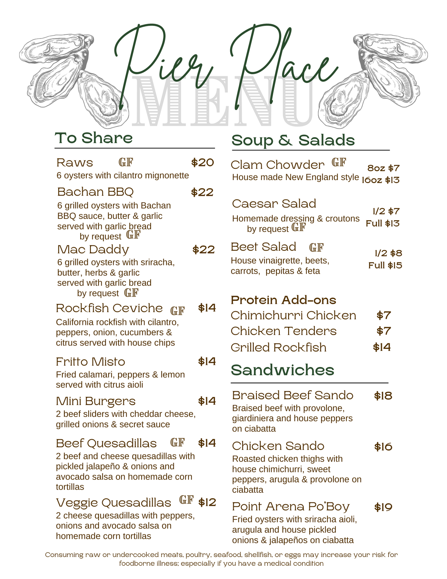 Menu — Pier Place