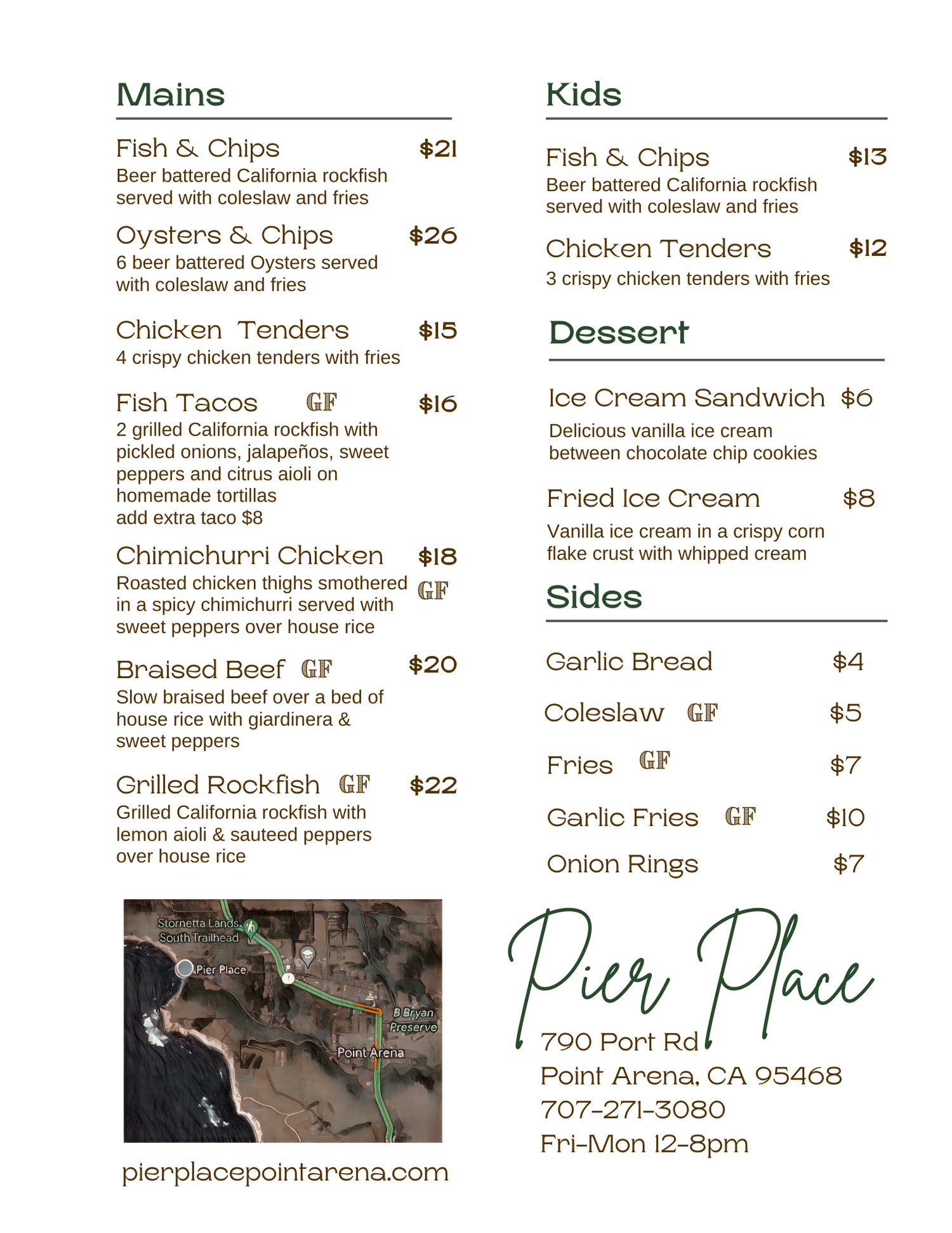 Menu — Pier Place