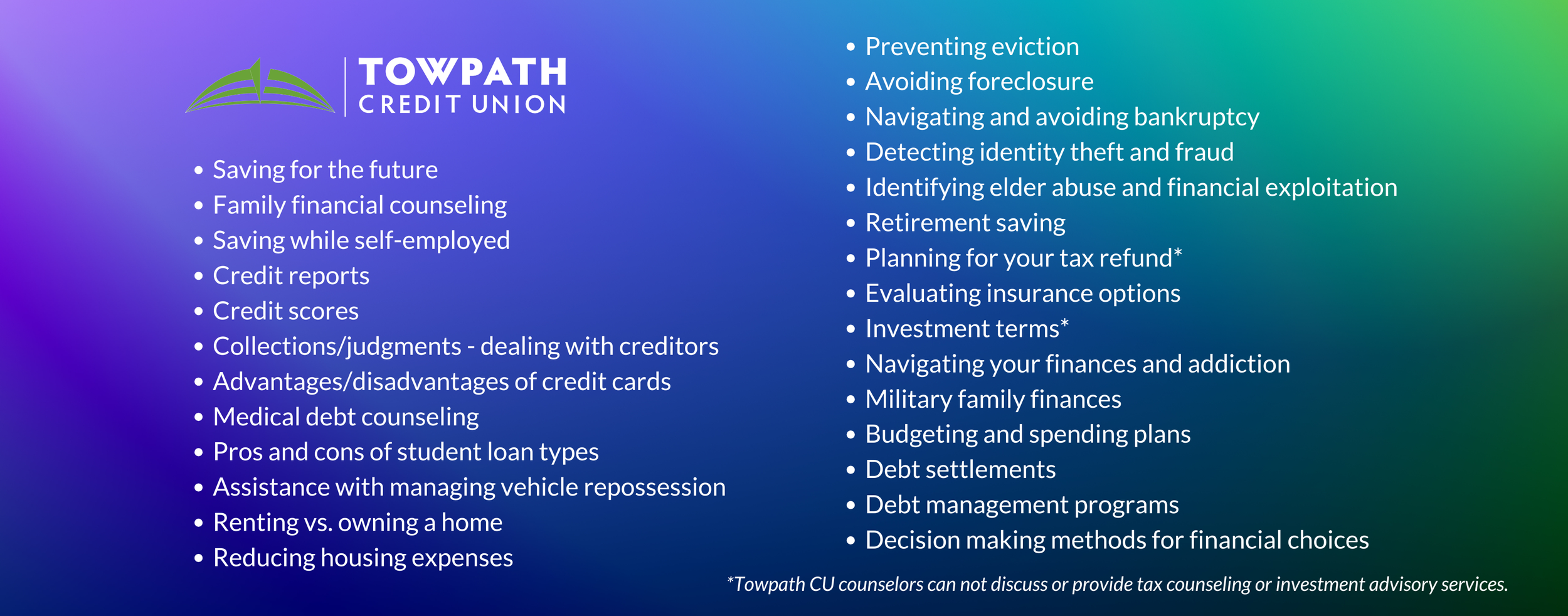 Certified Credit Union Financial Counseling — Towpath CU