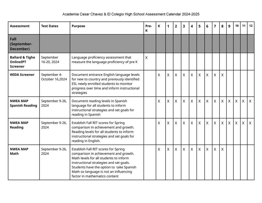 Information for Parents — Academia Cesar Chavez School