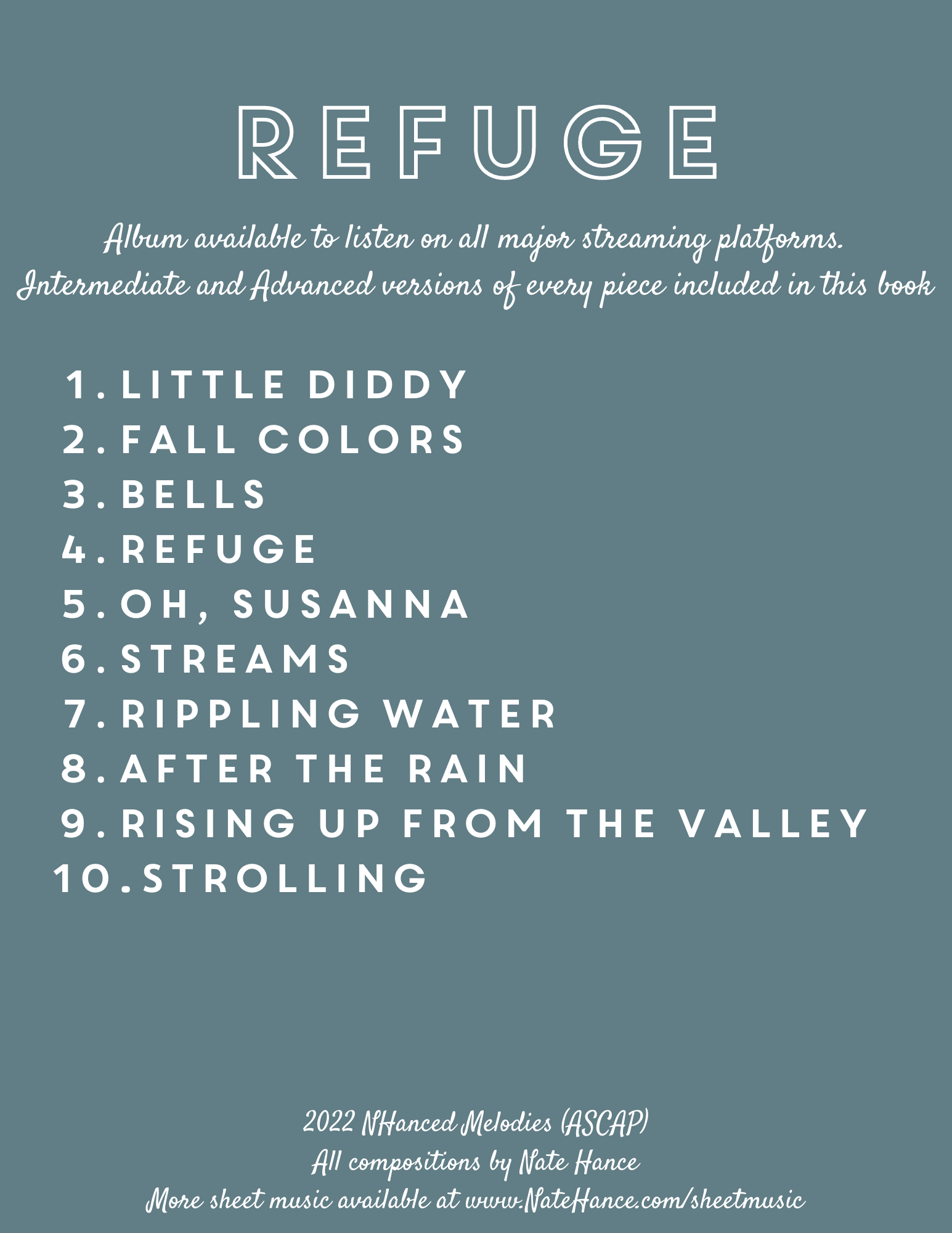 "Refuge" Album Sheet Music Book SPIRAL-BOUND (includes int. and adv ...