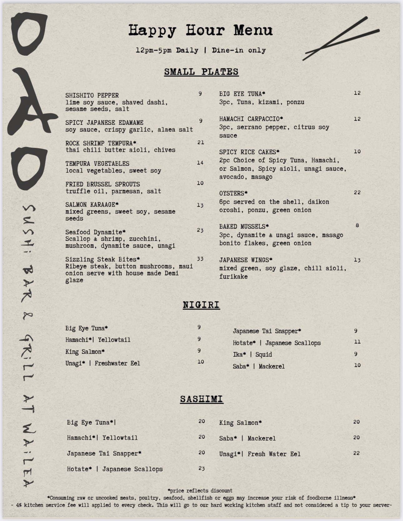 Oao - Sushi Bar & Grill at Wailea | Try the Best Sushi on Maui