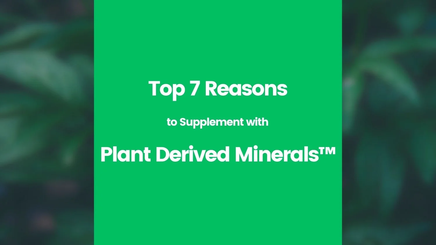 The Top 7 Reasons to Supplement with Plant Derived Minerals