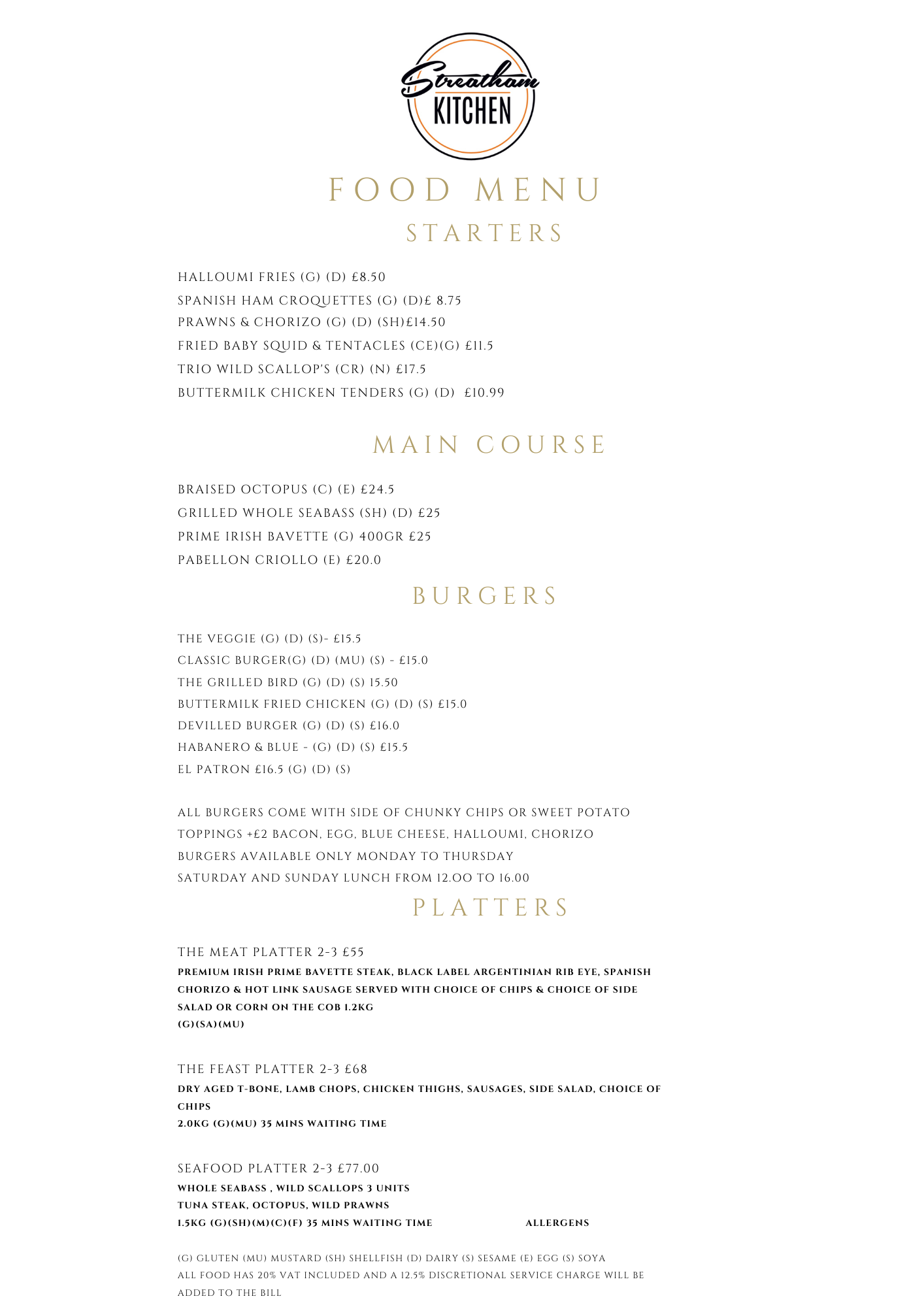 Menu — Streatham Kitchen