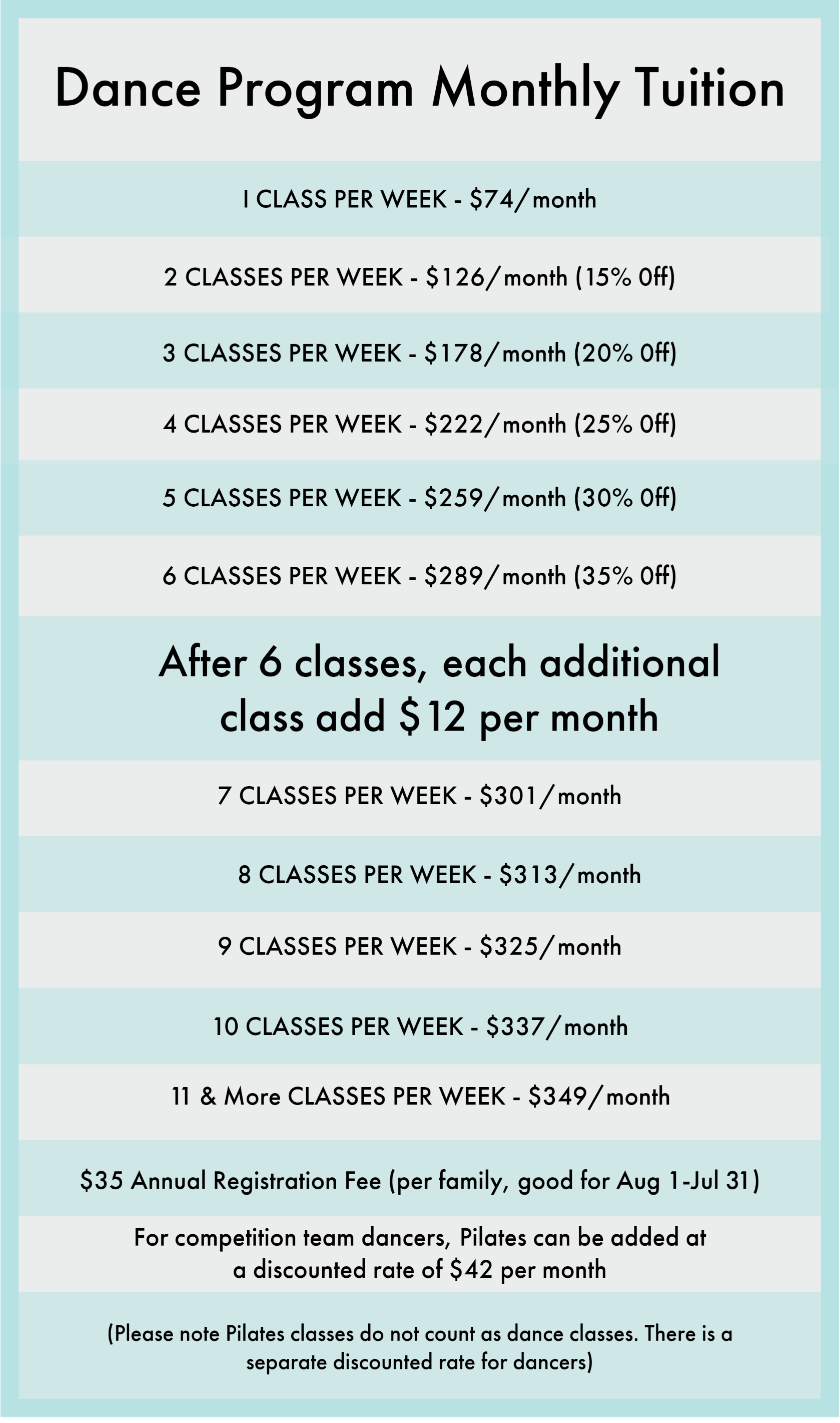Tuition & Registration — To The Pointe Dance & Pilates