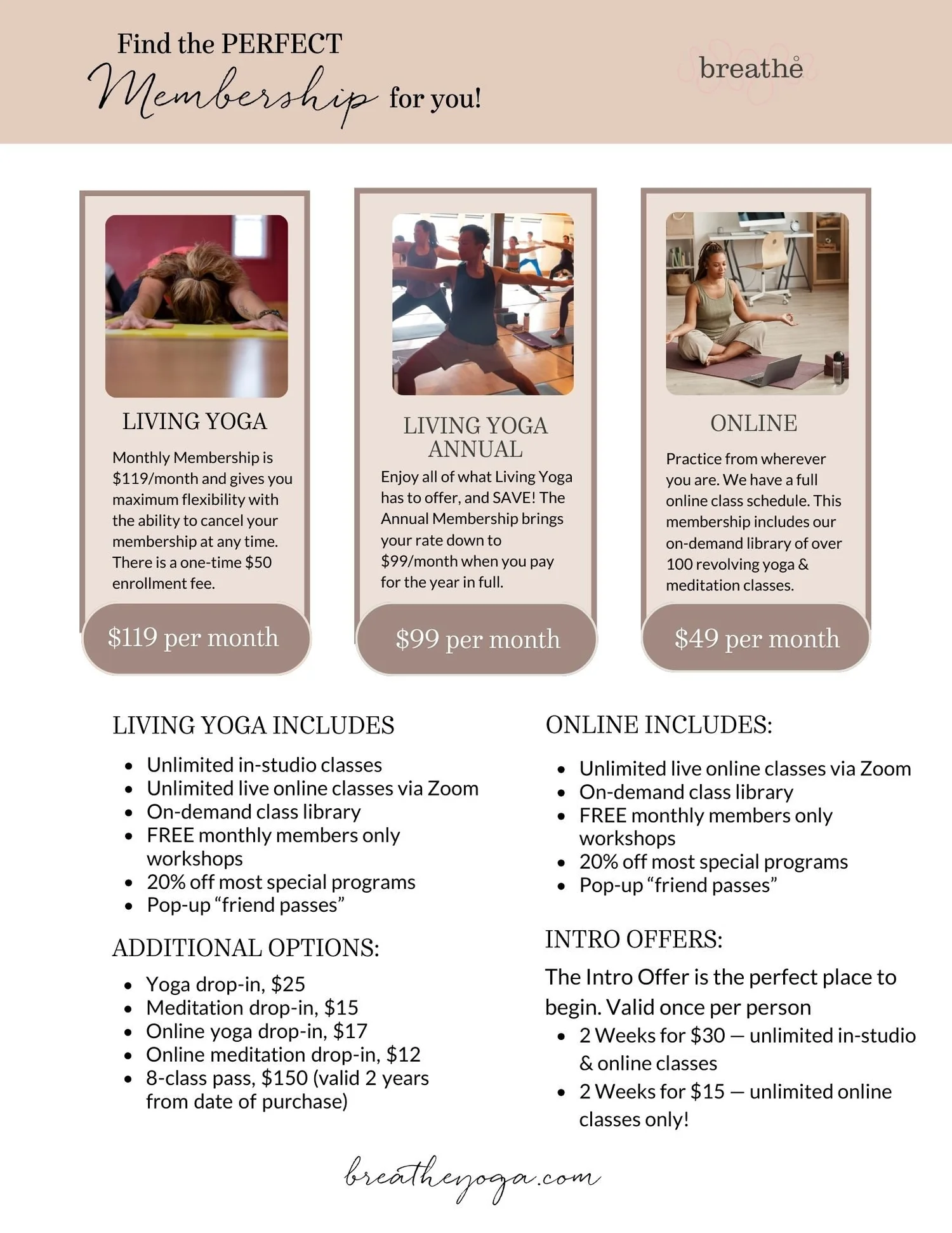 In-Studio and Online Class Schedules | Breathe Yoga & Juice Bar ...