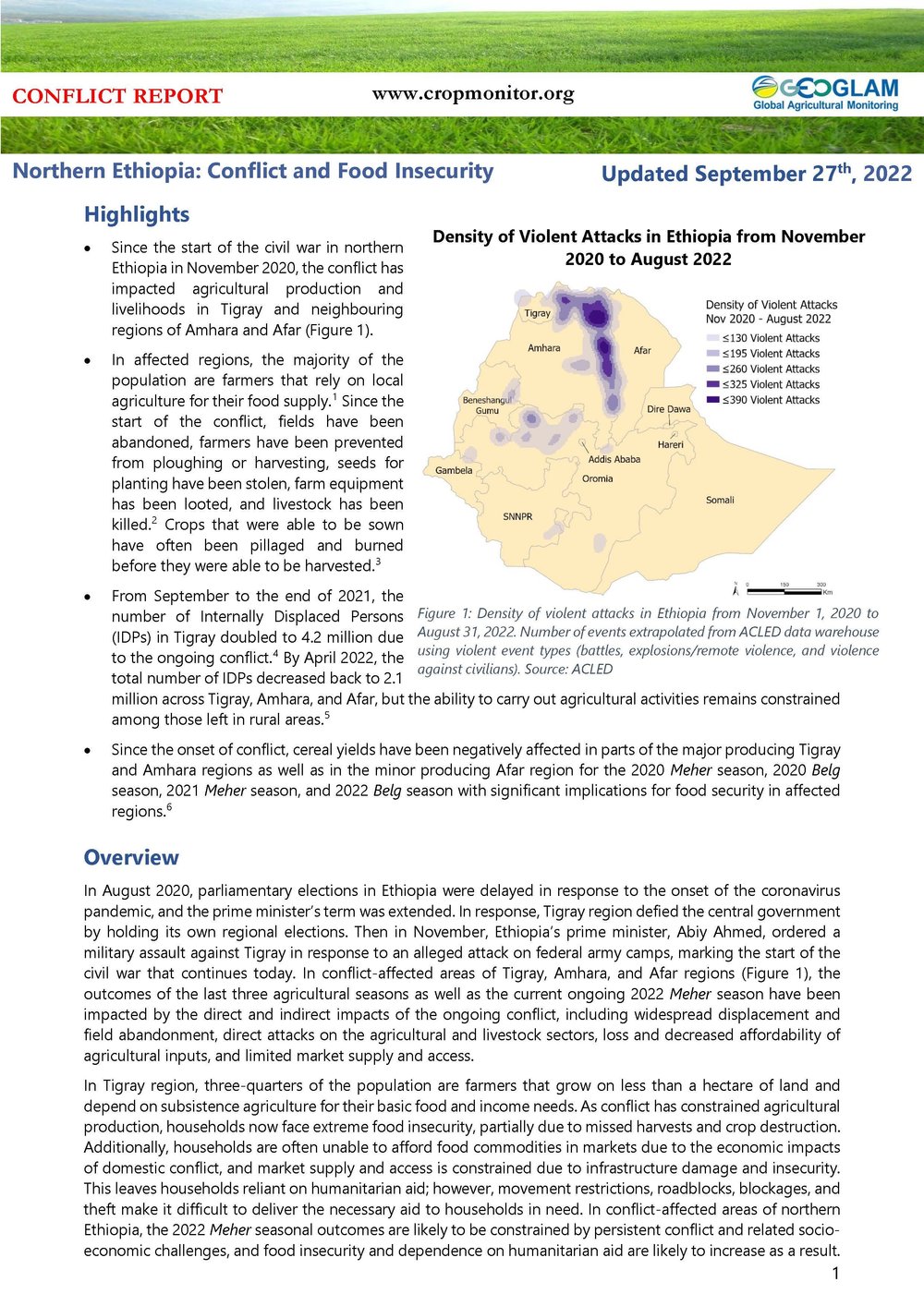 Conflict Reports — GEOGLAM Crop Monitor