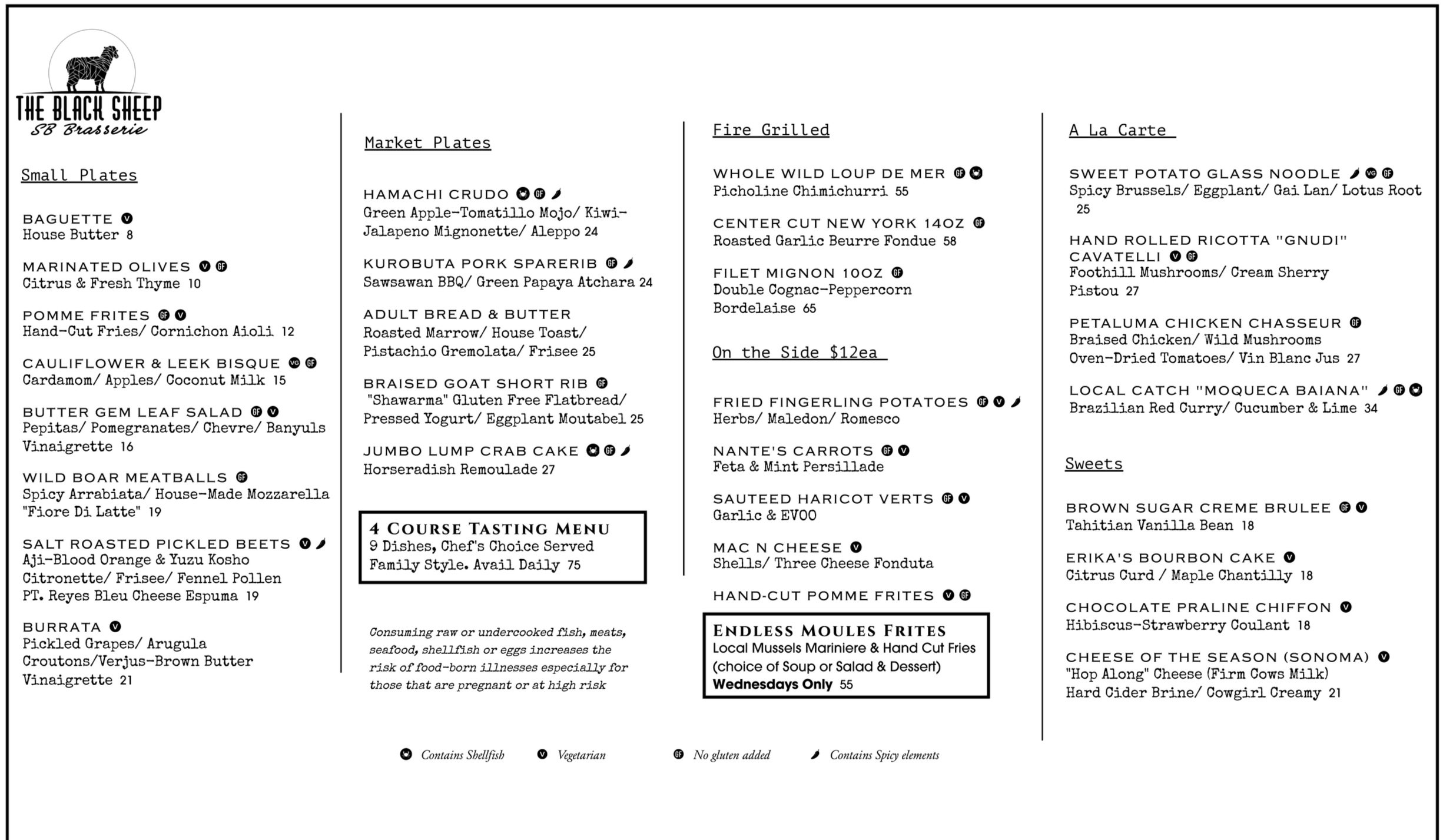 Dinner Menu | Black Sheep Restaurant