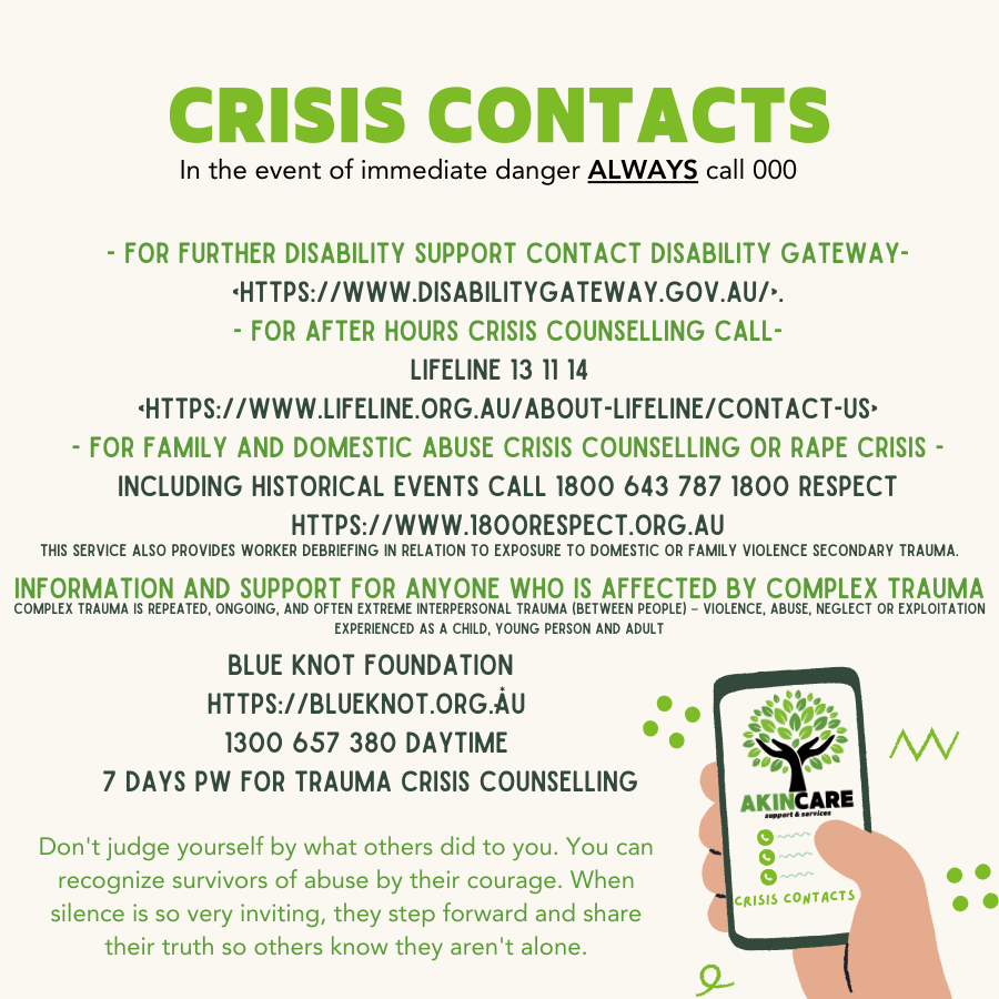 Crisis Contacts — AkinCare Support & Services