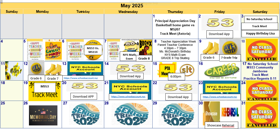 Calendar/Events — MS 53 Brian Piccolo
