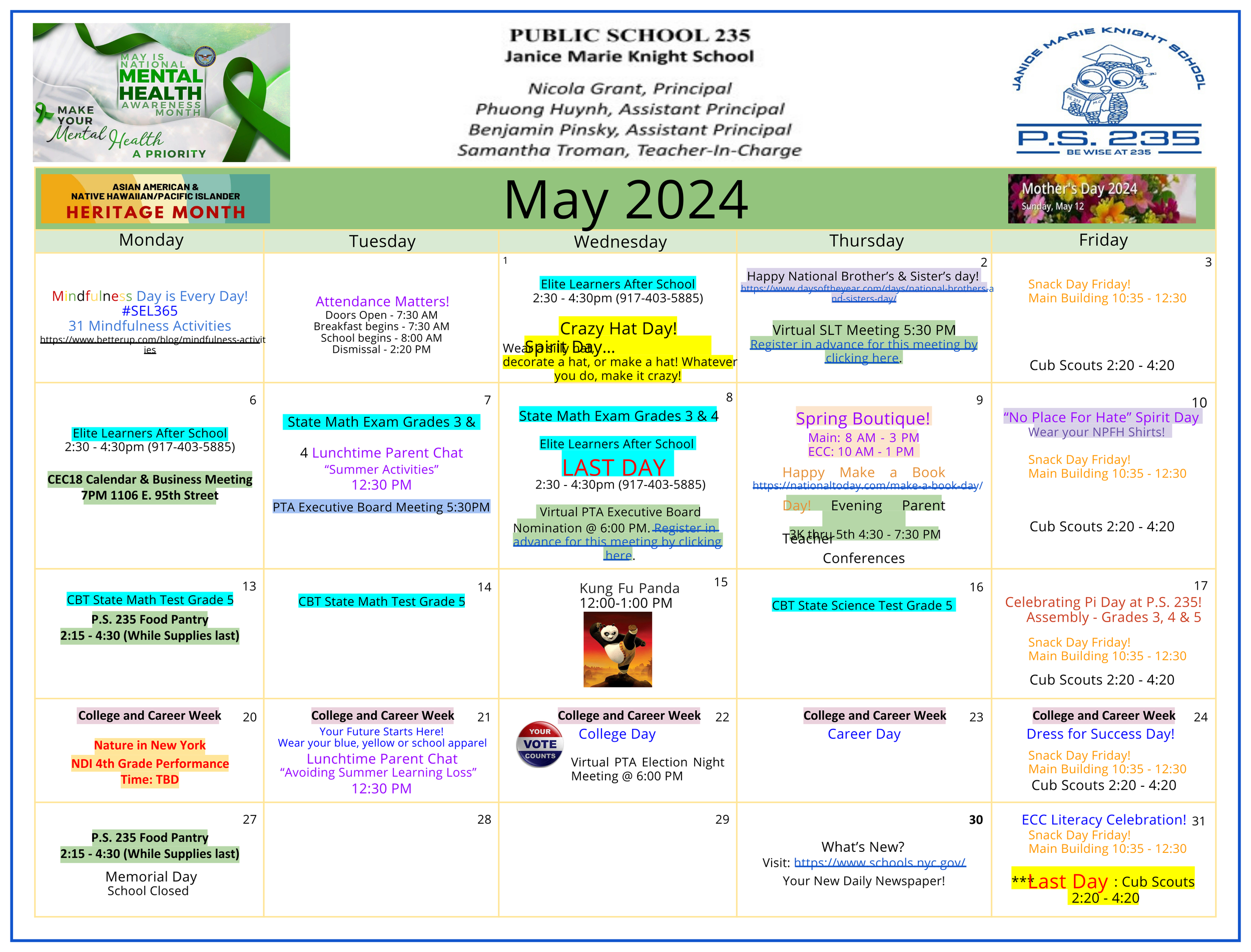 Calendar/Events — 18K235 Janice Marie Knight School
