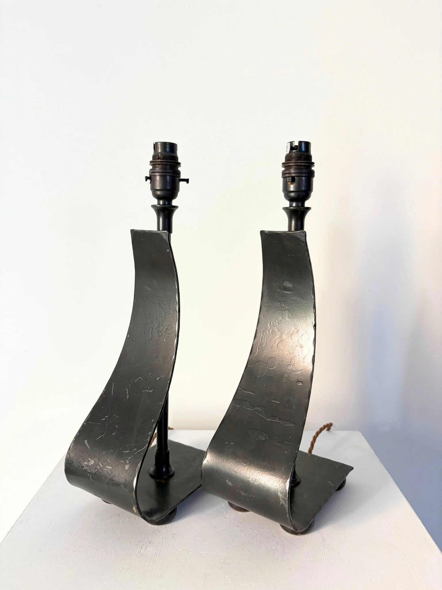 Pair Of Wrought Iron Ribbon Form Table Lamps — Bureau Bruton Antiques ...