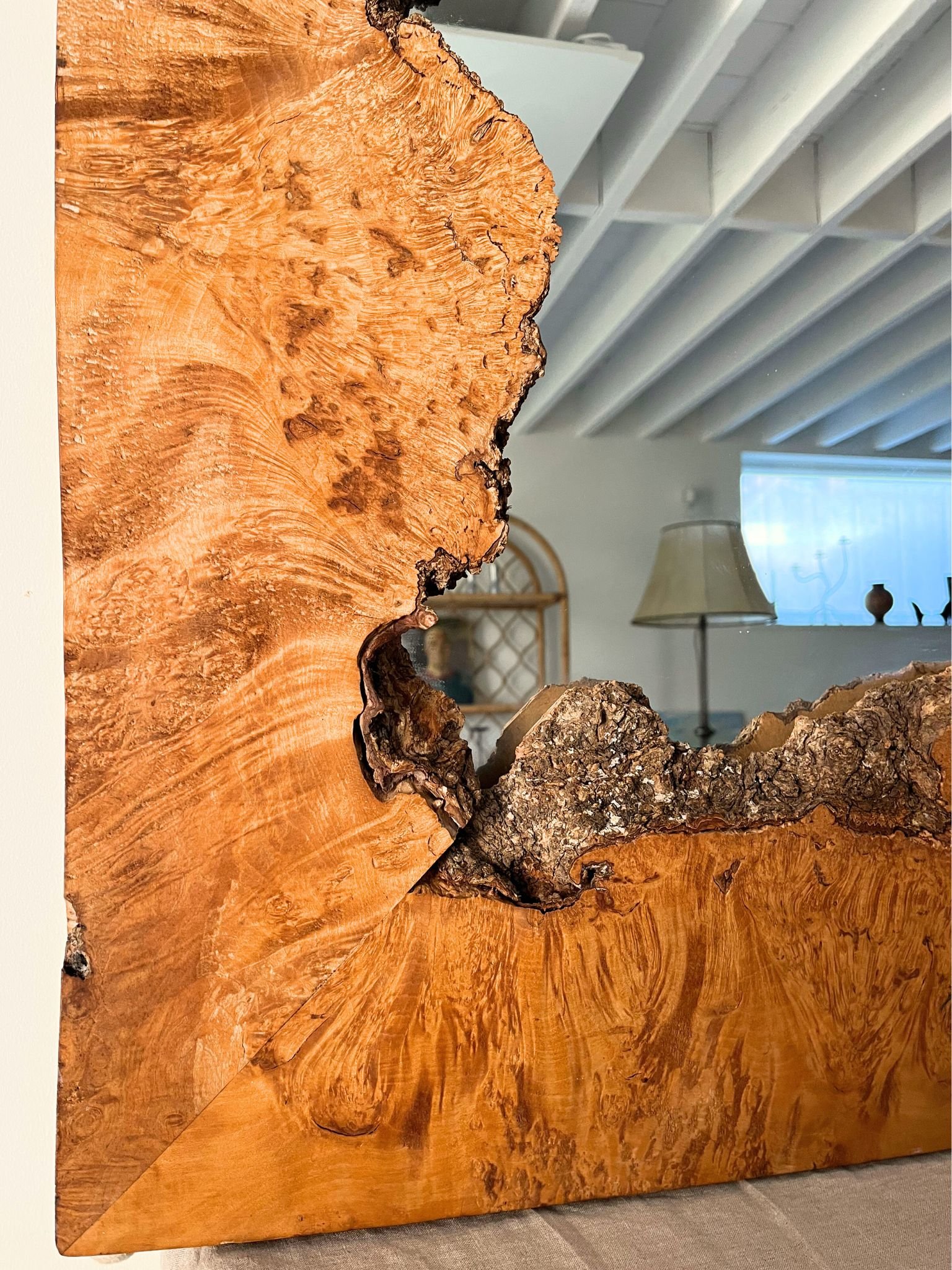 Live Edge Burr Wood Wall Mirror — Bureau Bruton Antiques & Vintage