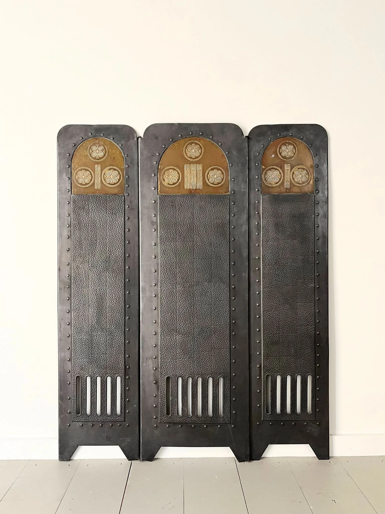 Austrian Secessionist Decorative Metal Three Panel Fire Screen — Bureau ...