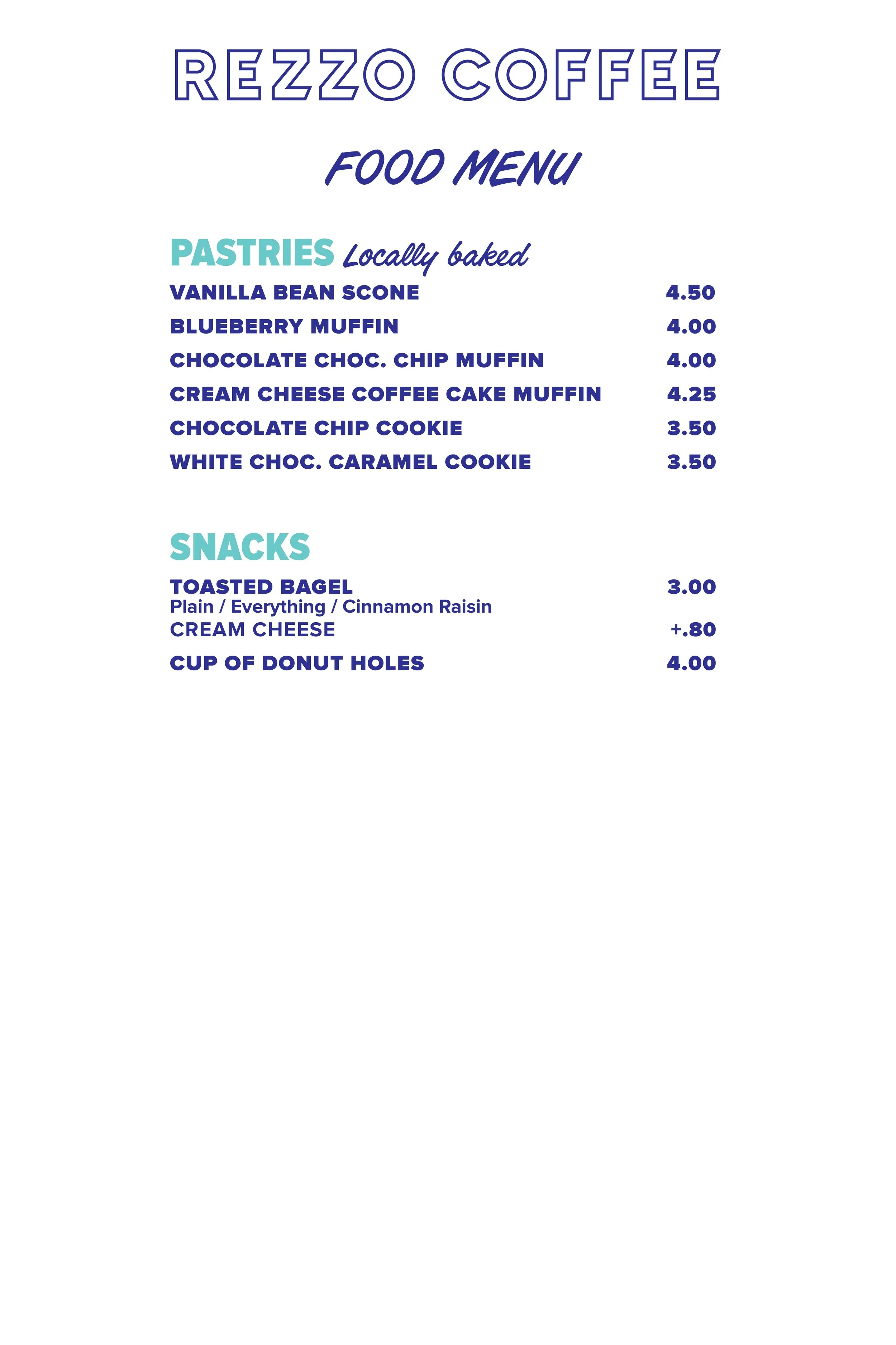 Menu Food — Rezzo Coffee