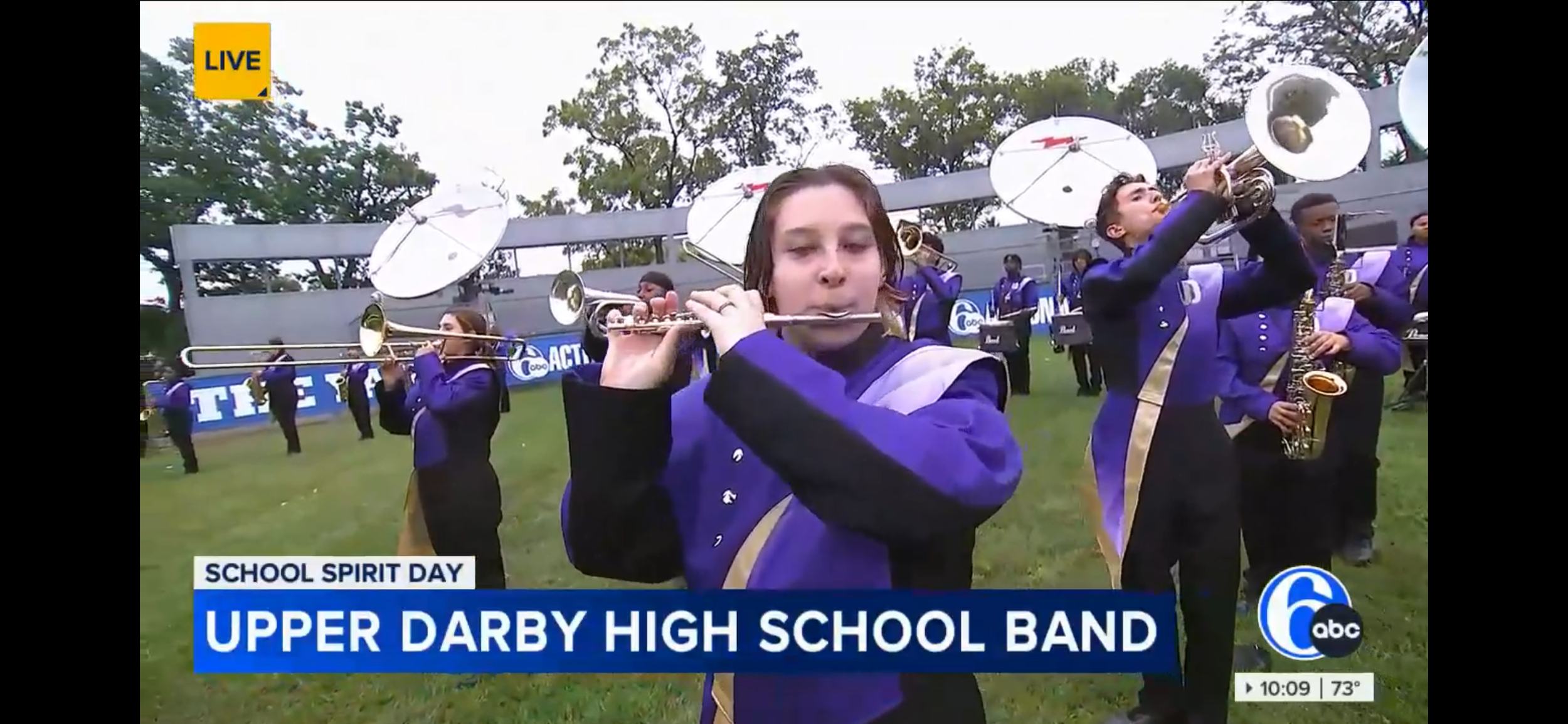 The Upper Darby High School Marching Band performed for 6 ABC News in ...