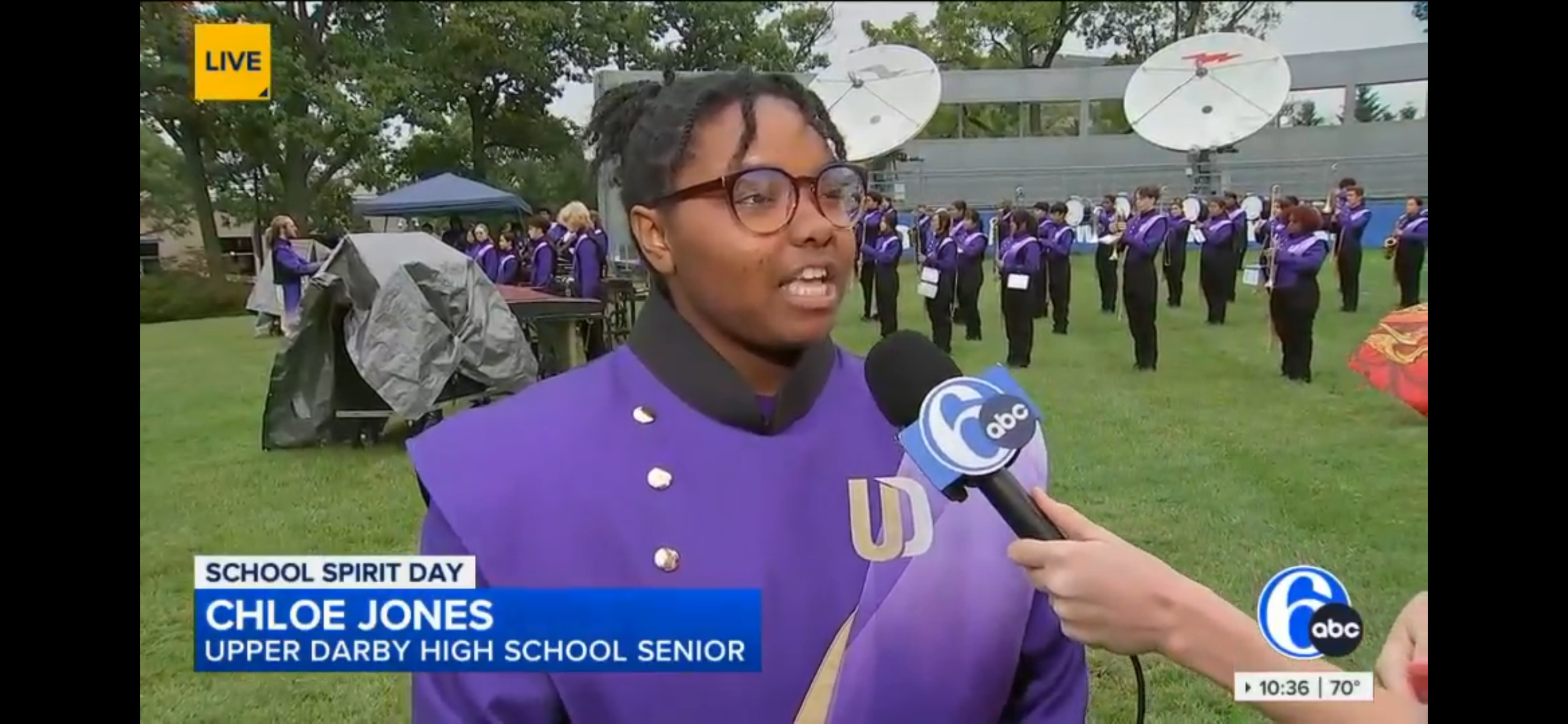 The Upper Darby High School Marching Band performed for 6 ABC News in ...