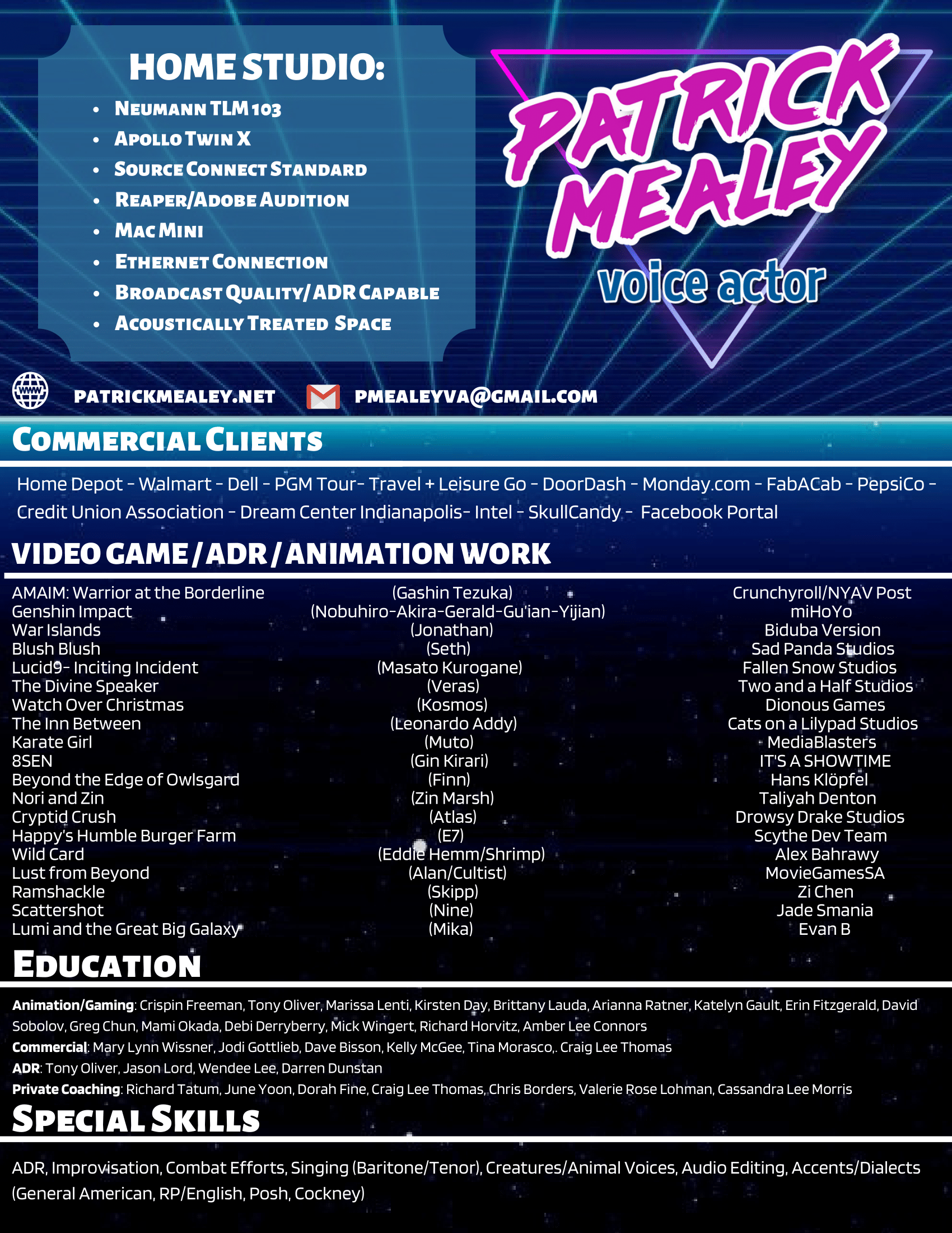 Patrick Mealey | Voice Over Actor