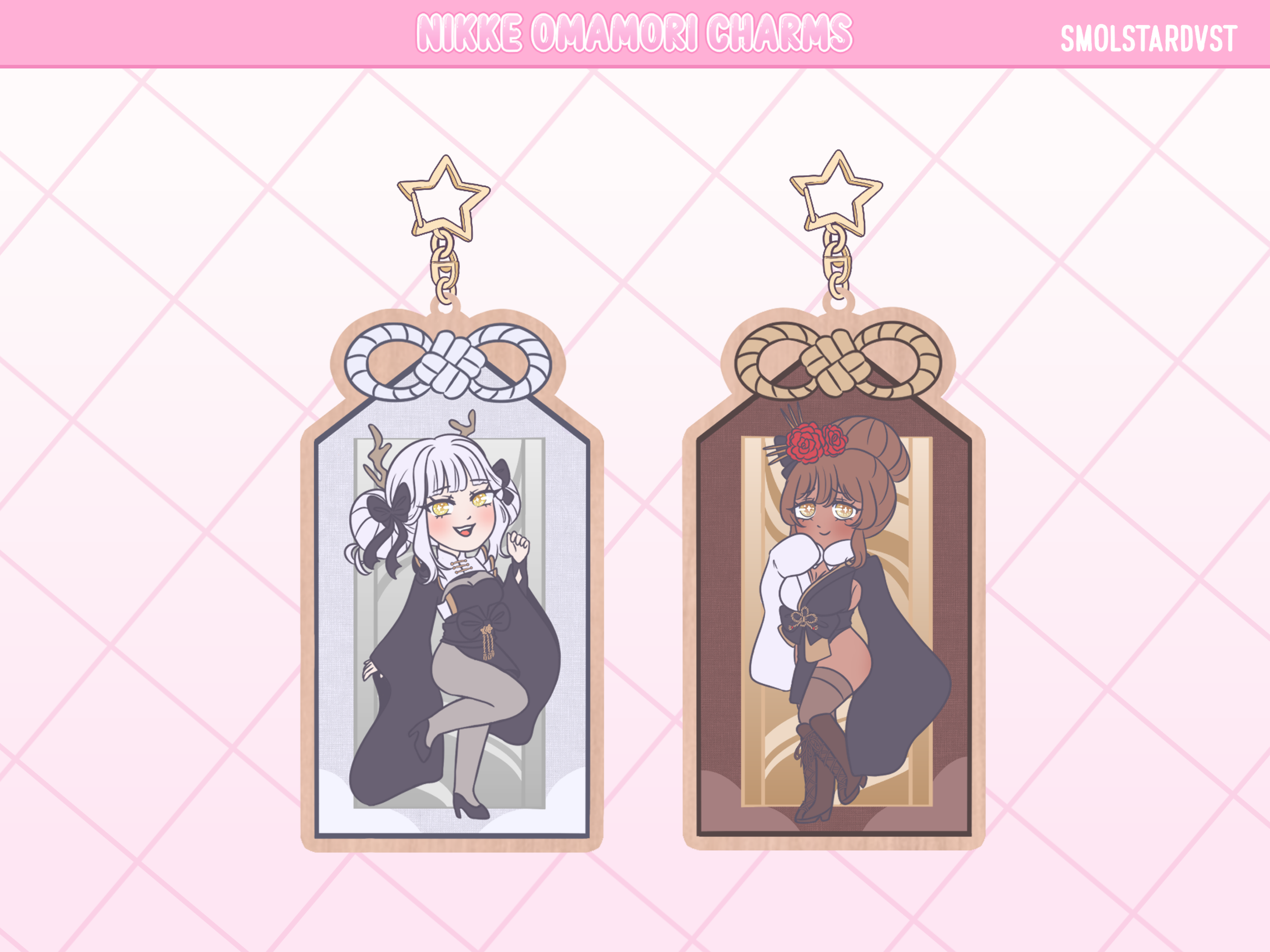 NIKKE ☆ Omamori Wood Keychain — smolstardvst