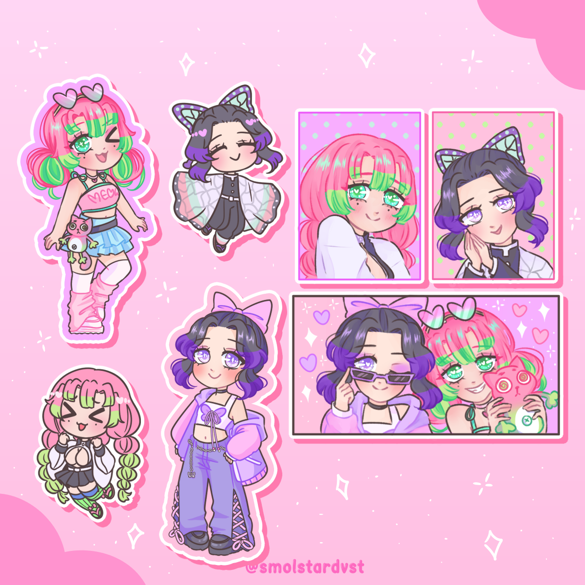 KNY ☆ Mitsuri+Shinobu Pack | Vinyl Matte Sticker — smolstardvst