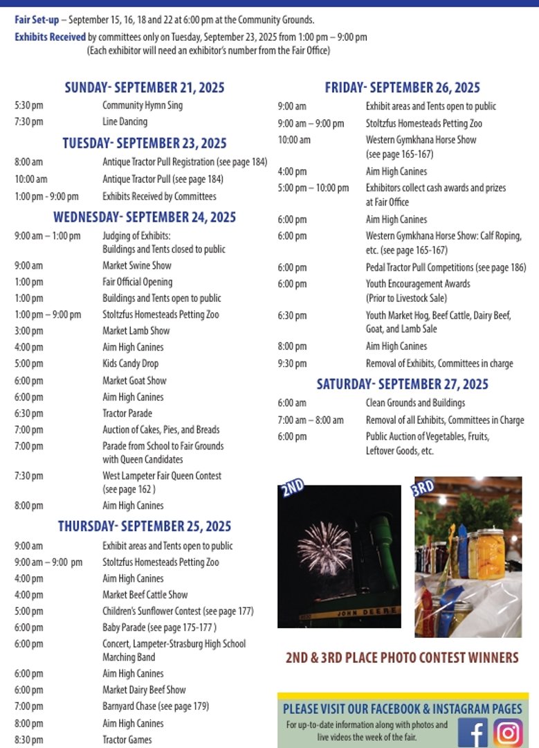 Schedule — West Lampeter Community Fair