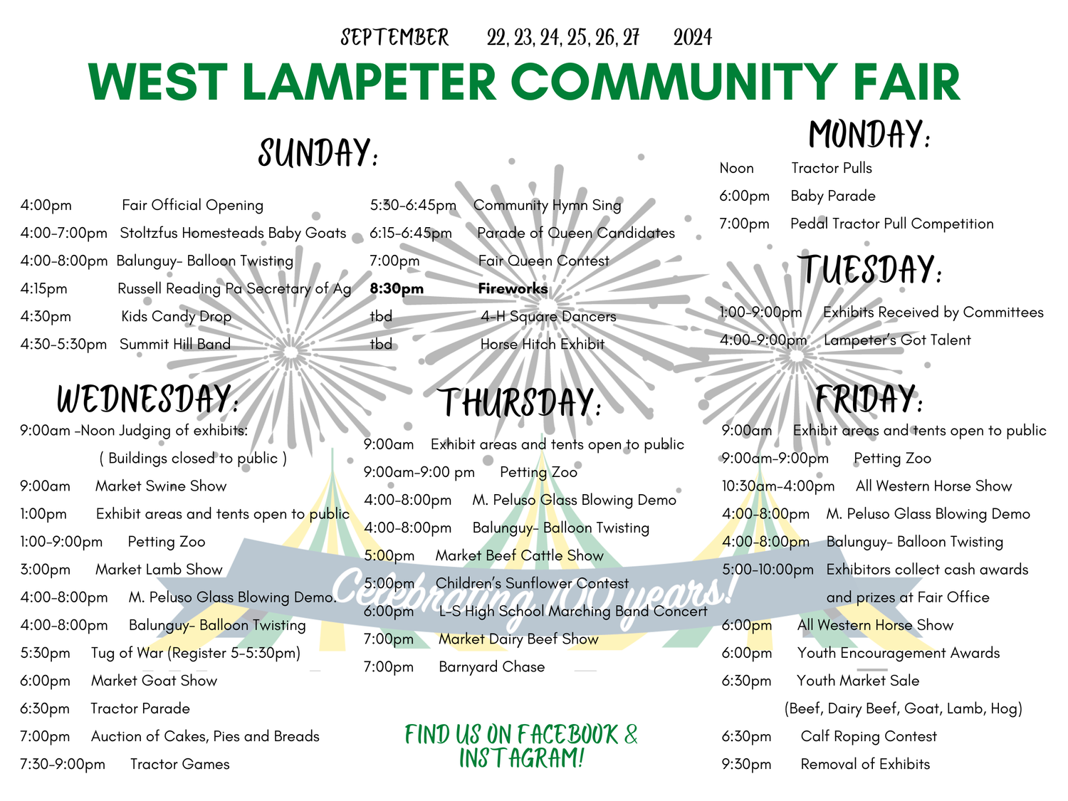 Schedule — West Lampeter Community Fair