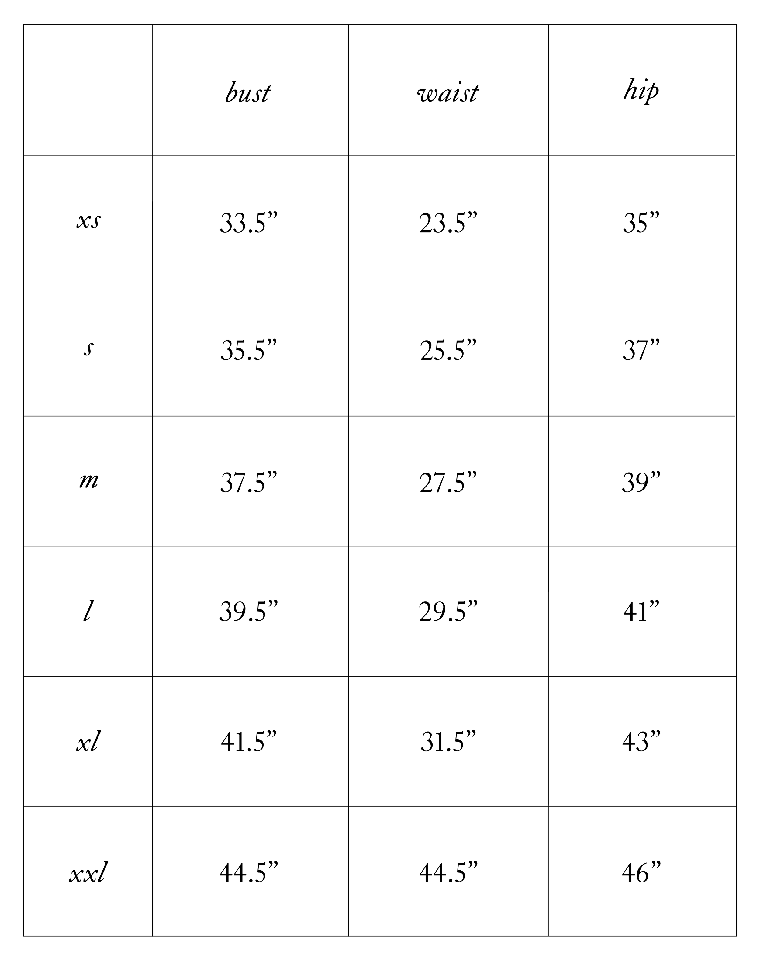 Size Guide — MOLYAN