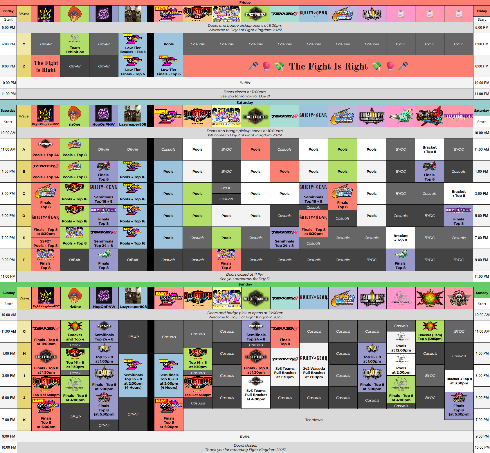FK2025 Schedule — Fight Kingdom