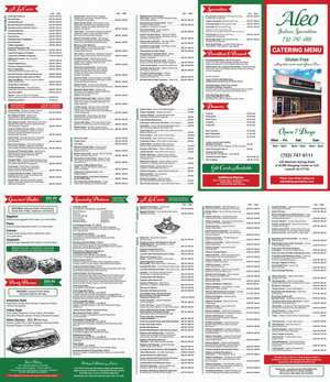 Menus — Aleo Italian Specialties