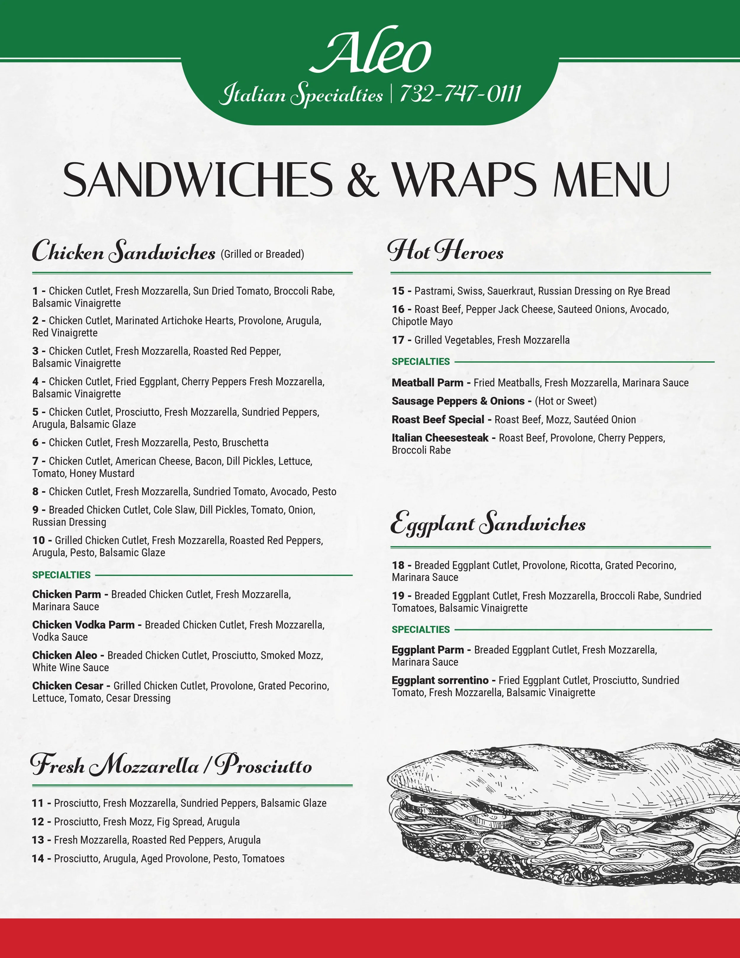 Menus — Aleo Italian Specialties