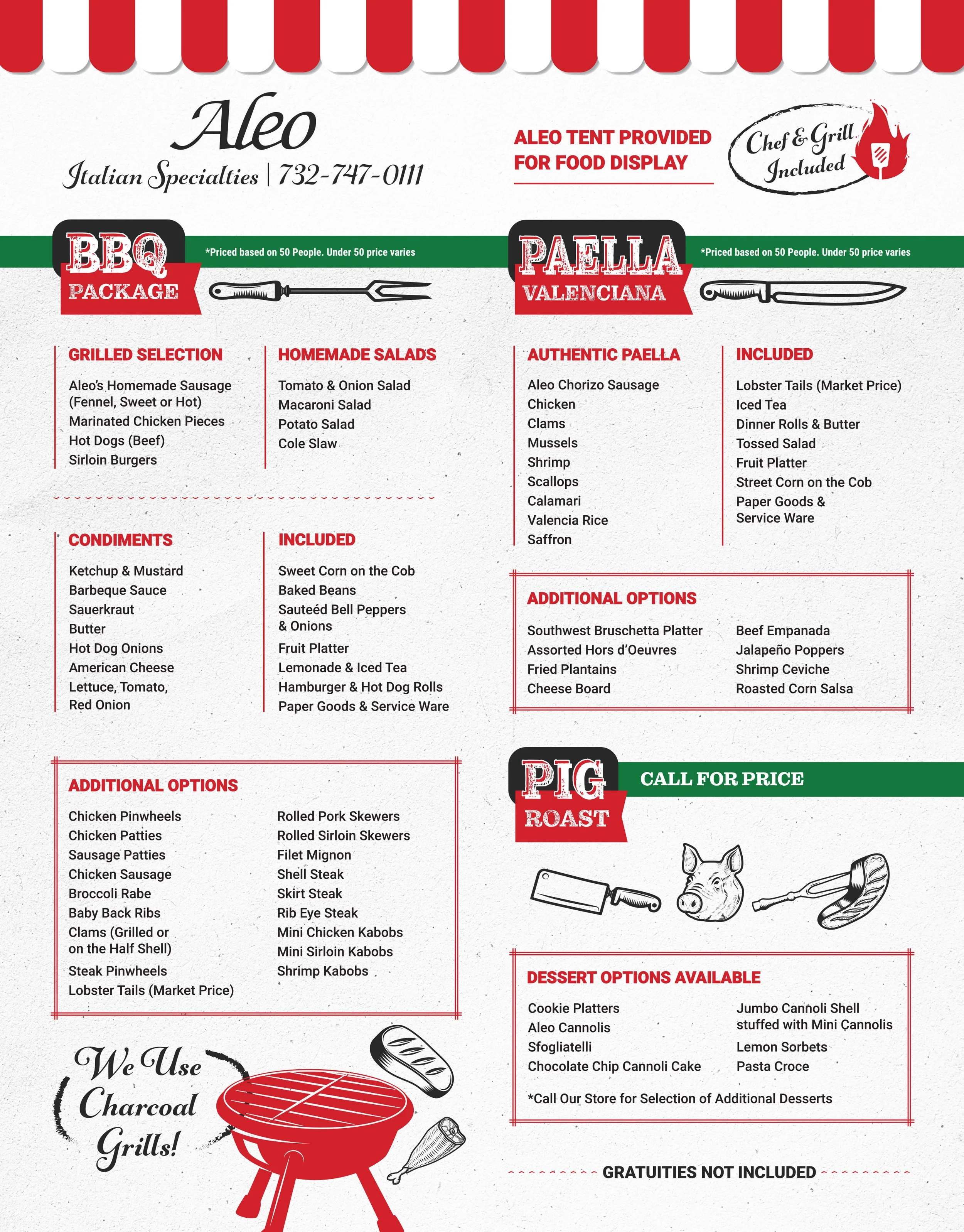 Menus — Aleo Italian Specialties