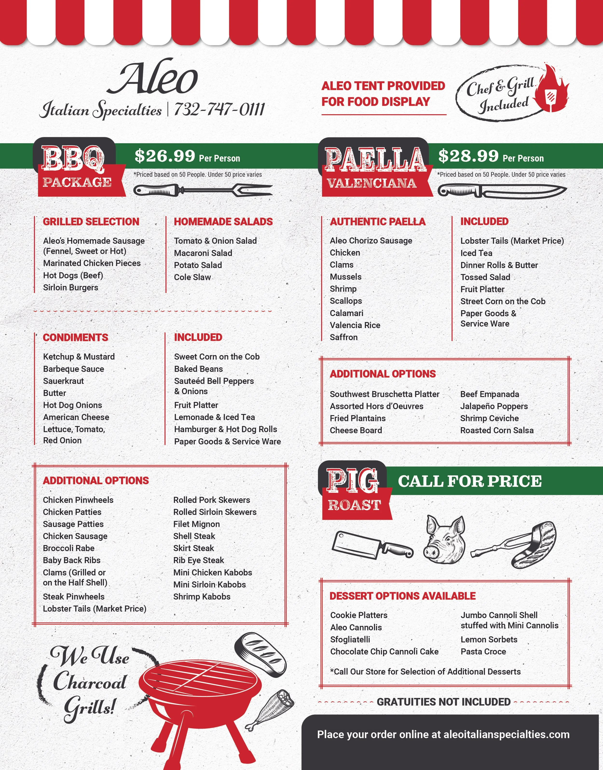 Menus — Aleo Italian Specialties