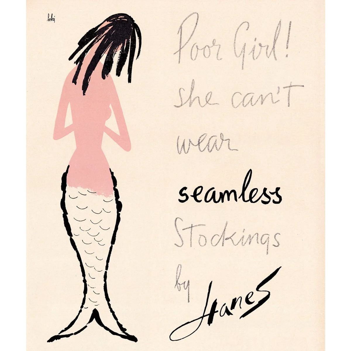 Poor Girl! - Hanes Stocking (c.1956) — Modern Illustration