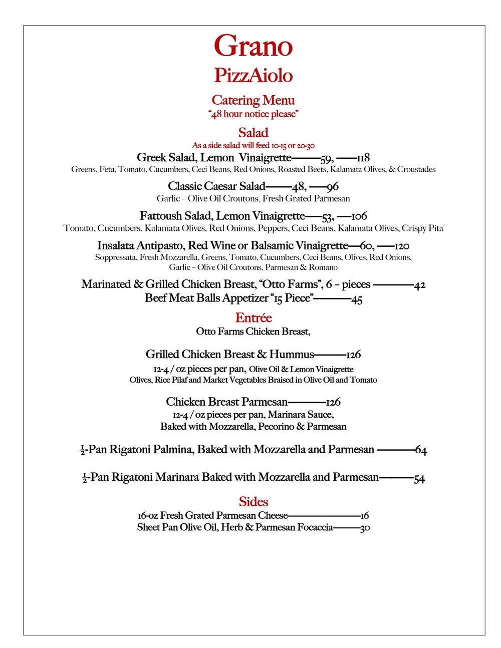 Catering — Grano PizzAiolo