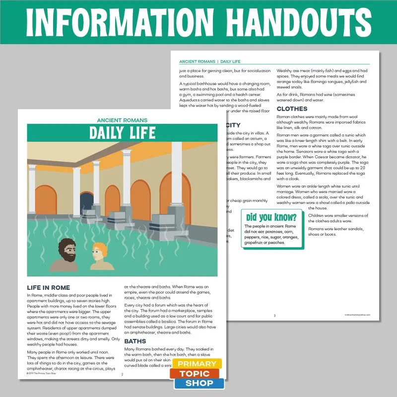 Daily Life In Rome Activity Sheets Roman Society Activity Pack