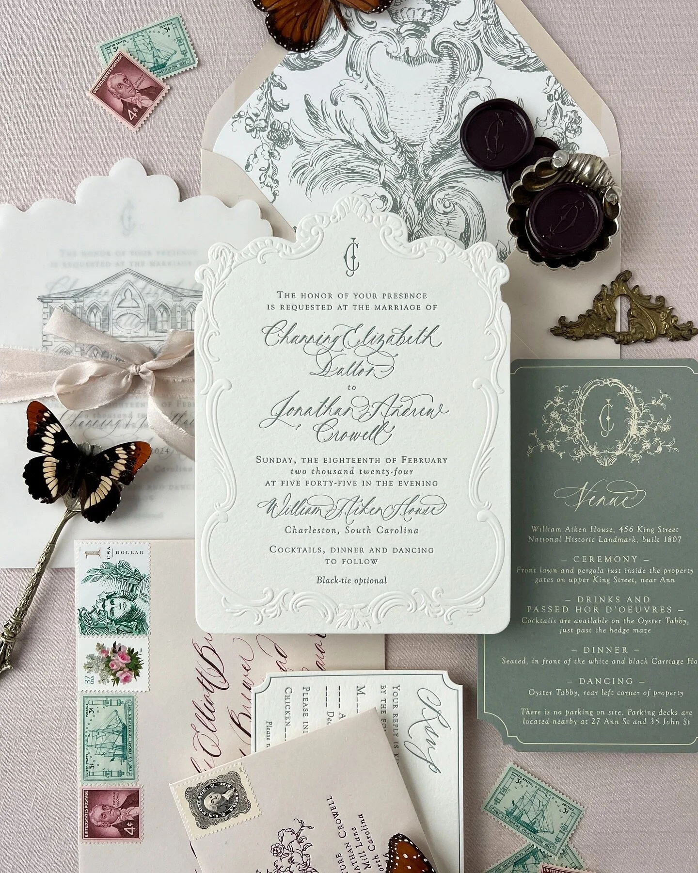 Custom wedding invitation designs by @every.little.something