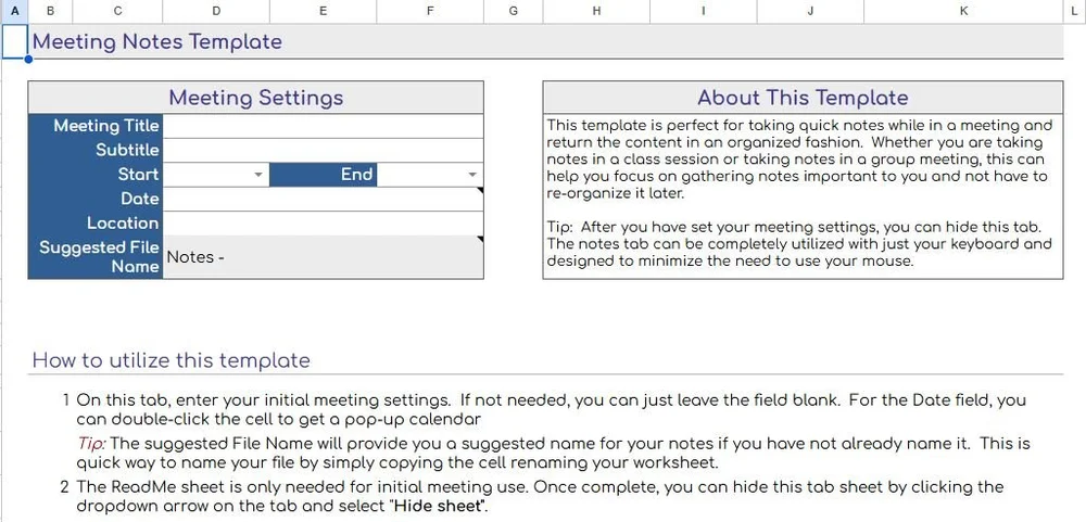 Google Sheets Meeting Notes Template — Silverloop Tech