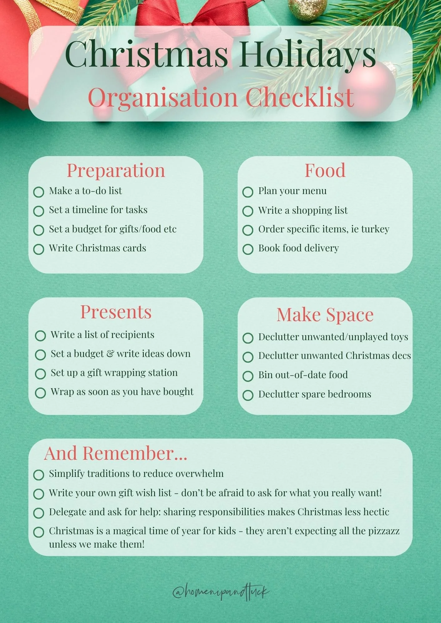 Christmas Holidays Checklist | Home Nip and Tuck
