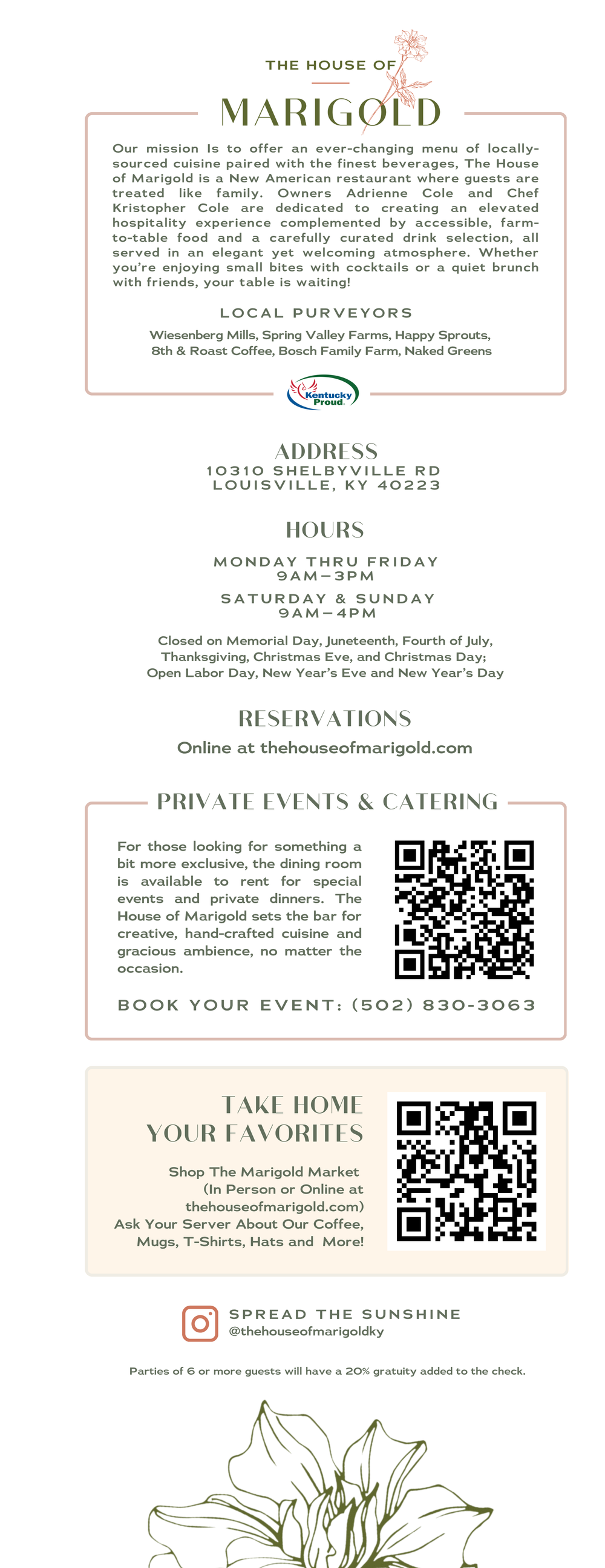 Our Menu — The House of Marigold | Louisville, KY